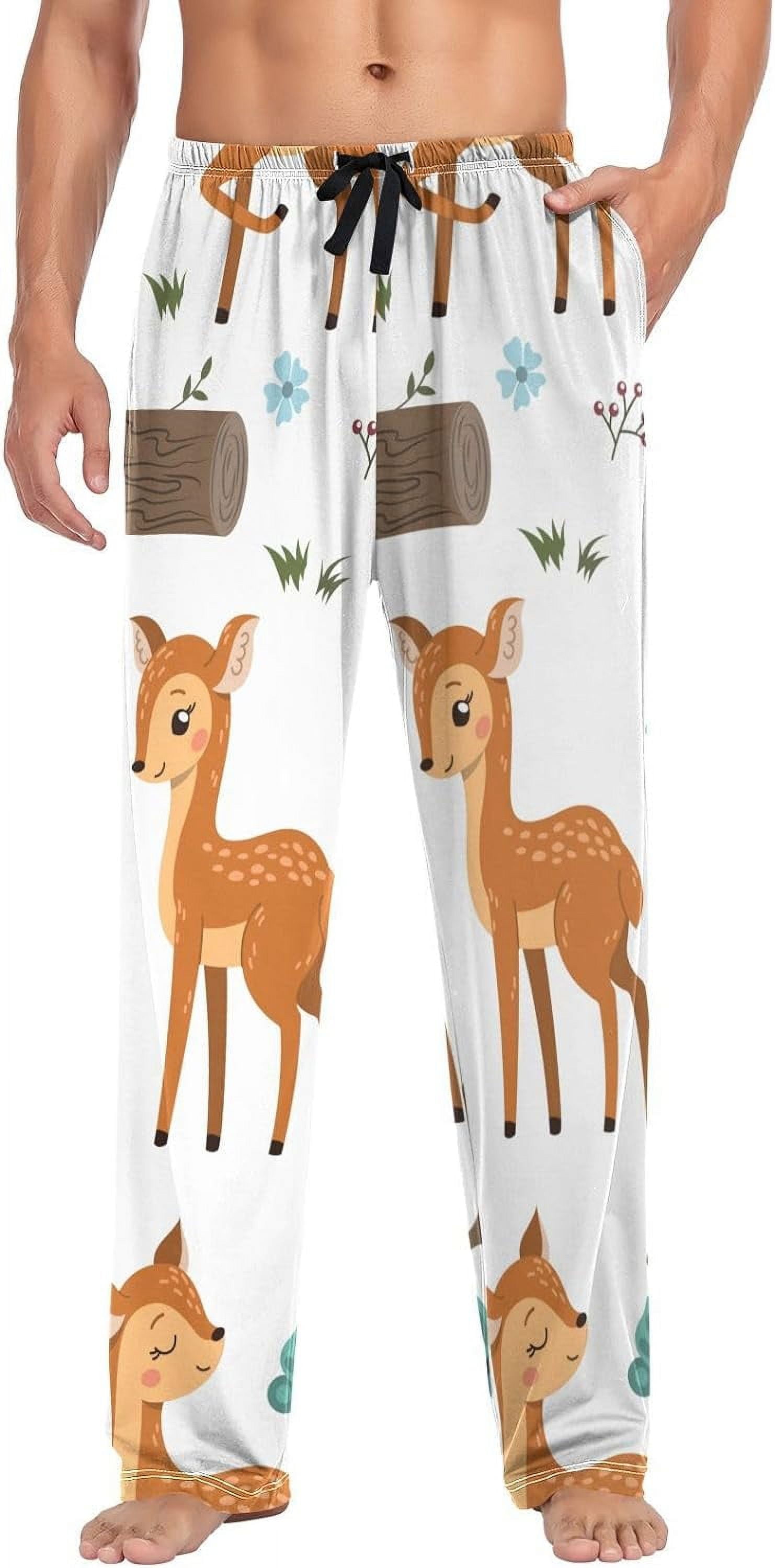FREEAMG Deer Cotton Pajama Pant for Men, Super Soft Lightweight Lounge ...