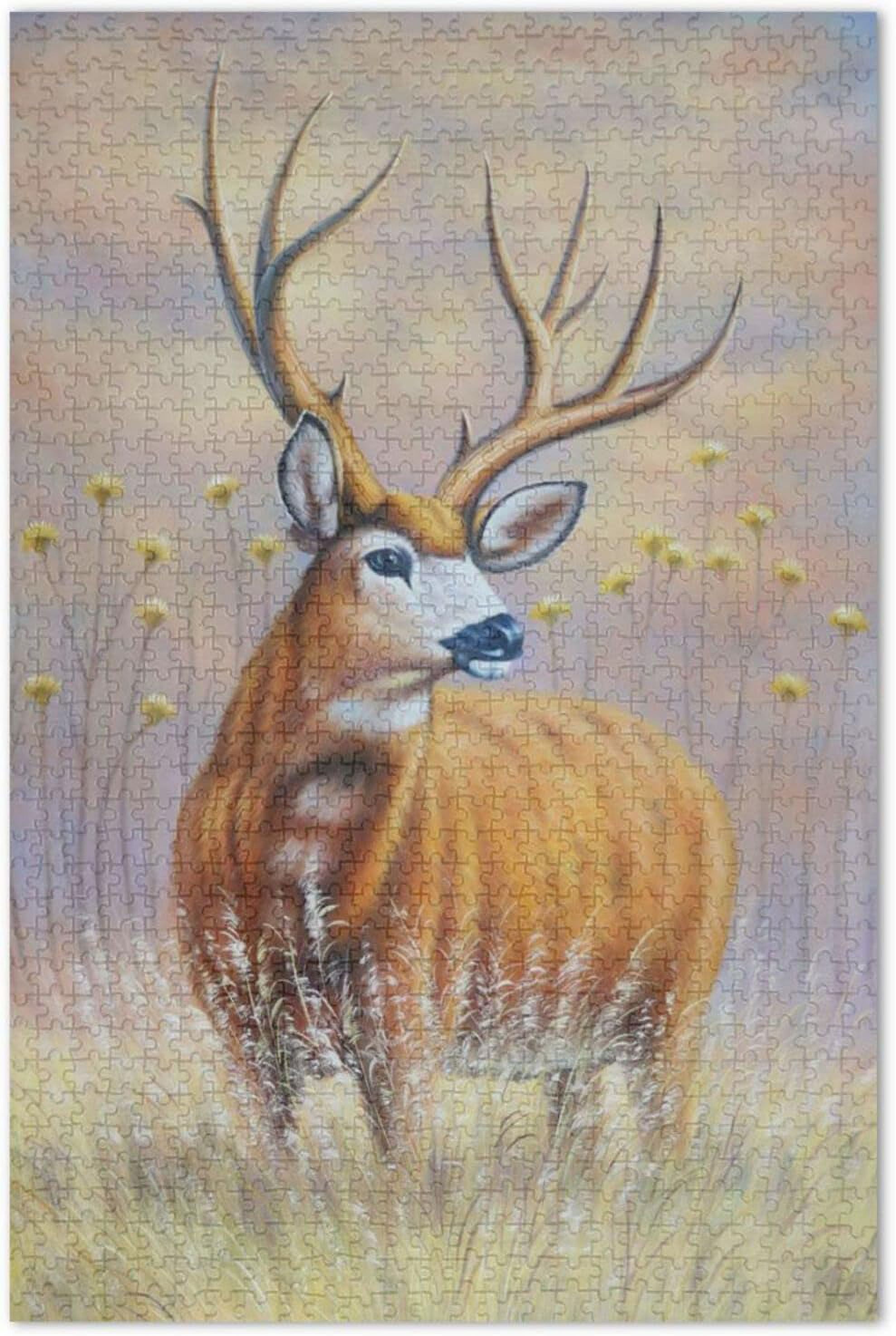 FREEAMG Deer Painting Style 1000 Piece Jigsaw Puzzle, Wall Artwork ...