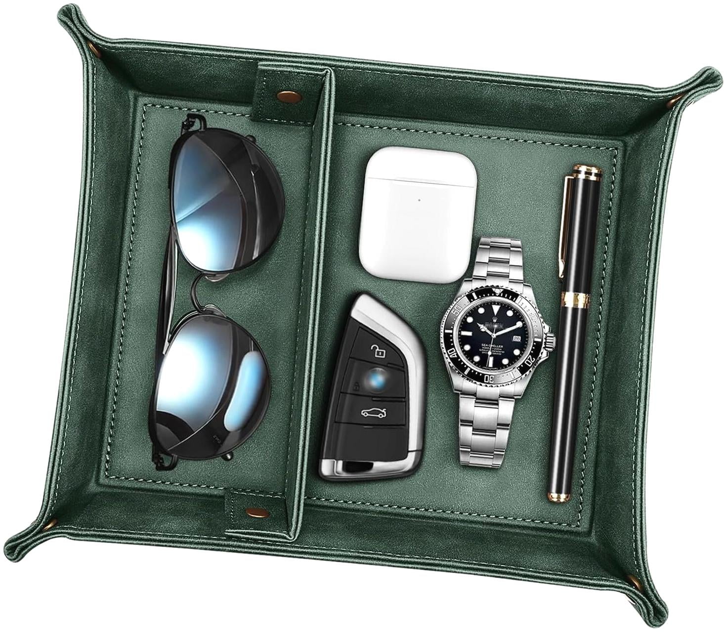 FREEAMG Desktop Valet Tray - 2-Compartment Removable Organizer for ...