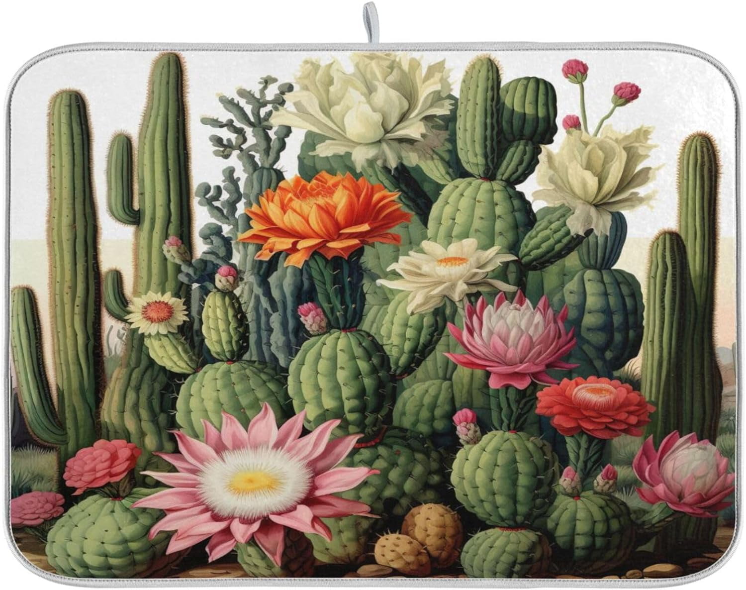 FREEAMG Dish Drying Mat Cactus Flower Absorbent Dry Mats for Dishes ...