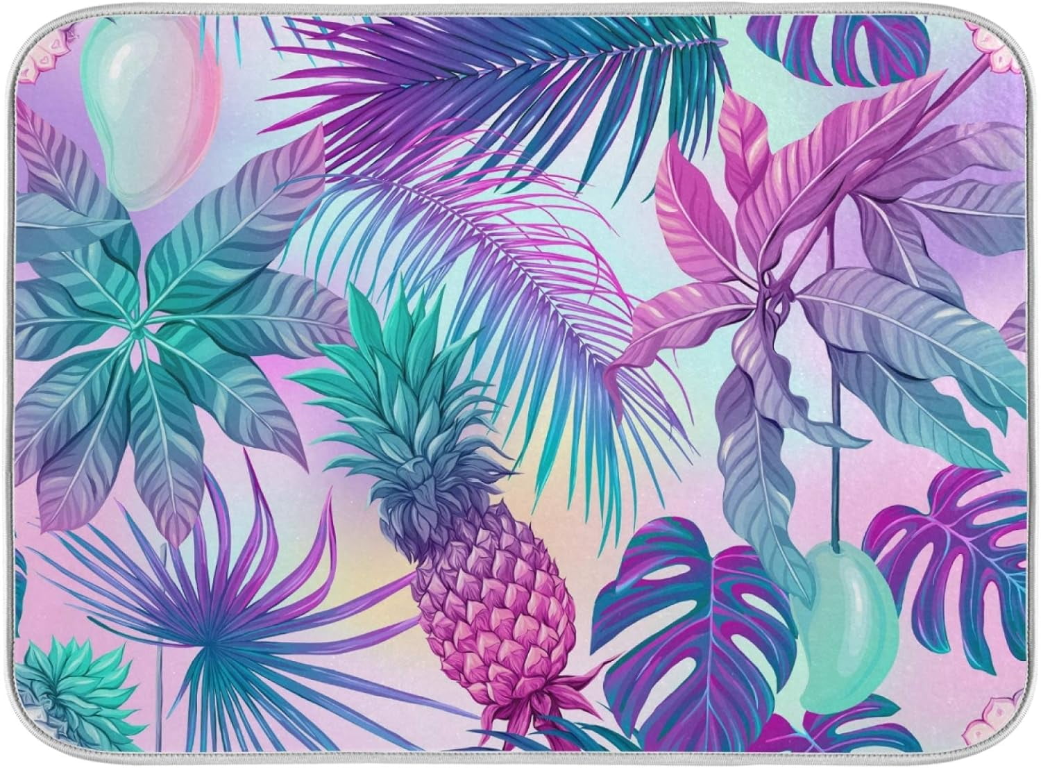 FREEAMG Dish Drying Mat Violet Tropical Plants Microfiber Kitchen Dish ...