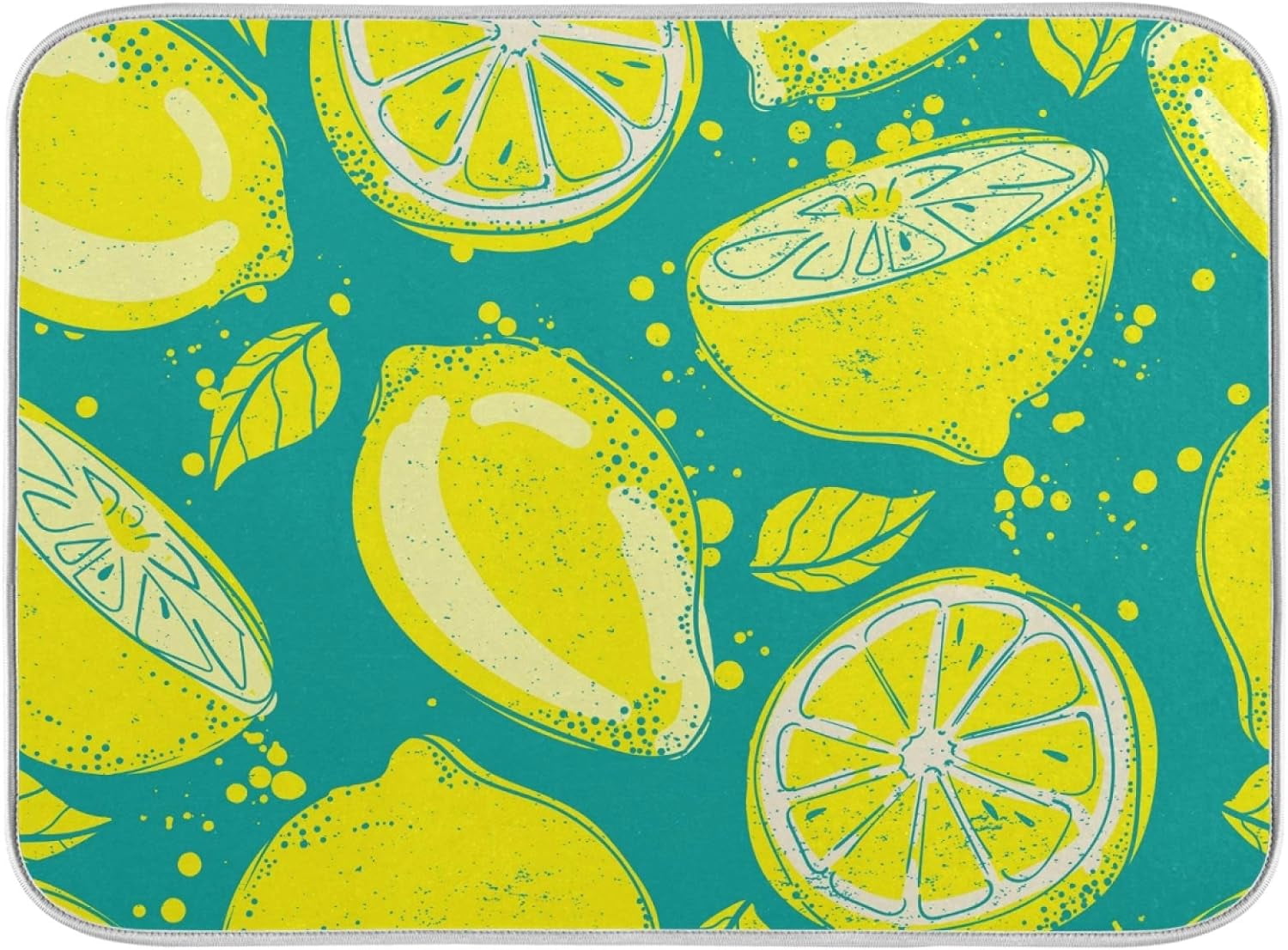 FREEAMG Dish Drying Mat Yellow Lemon Microfiber Kitchen Dish Mat Super ...