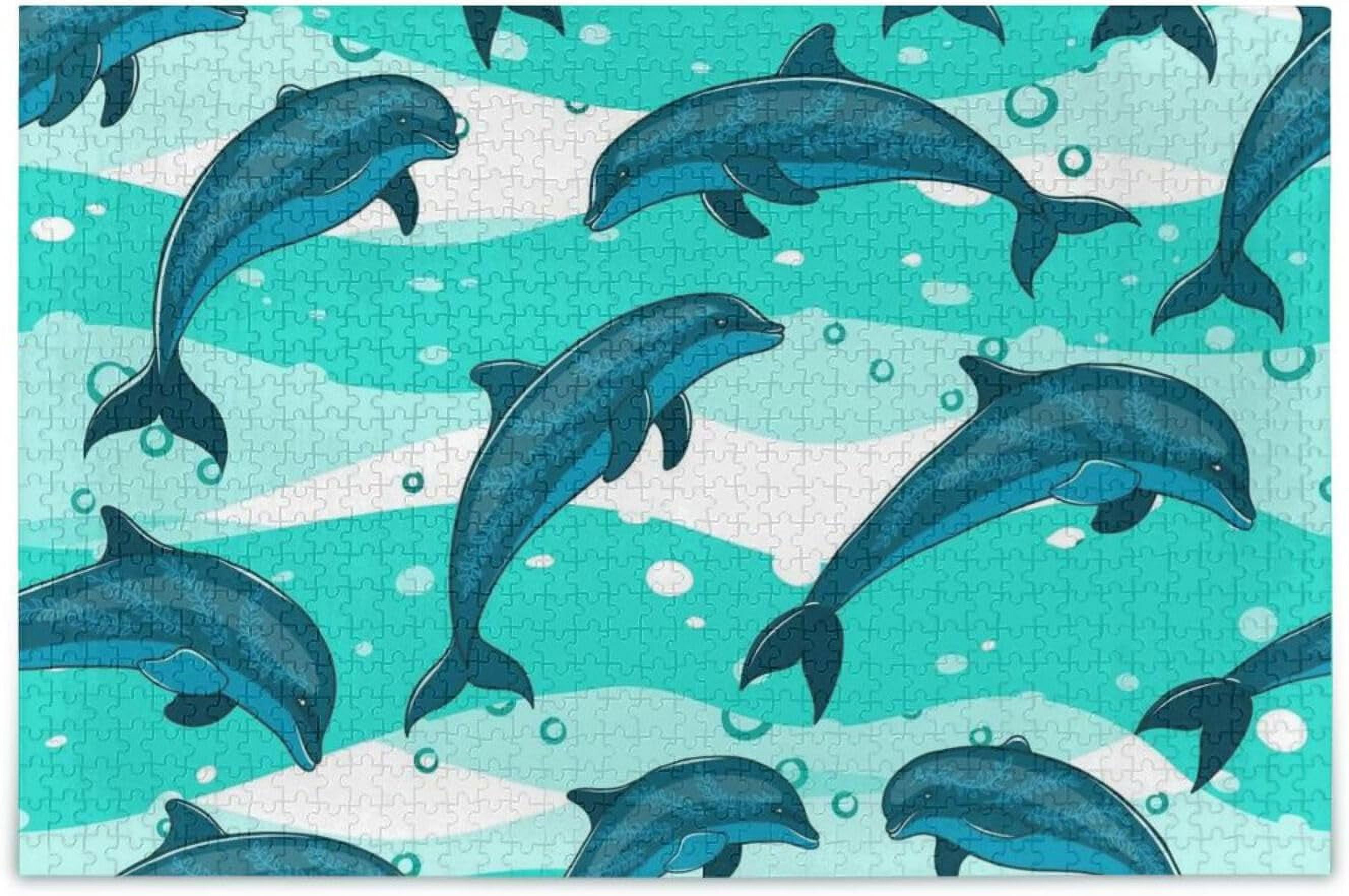 FREEAMG Dolphin Jigsaw Puzzle for Adults Teens Kids, 1000 Pieces Wooden ...