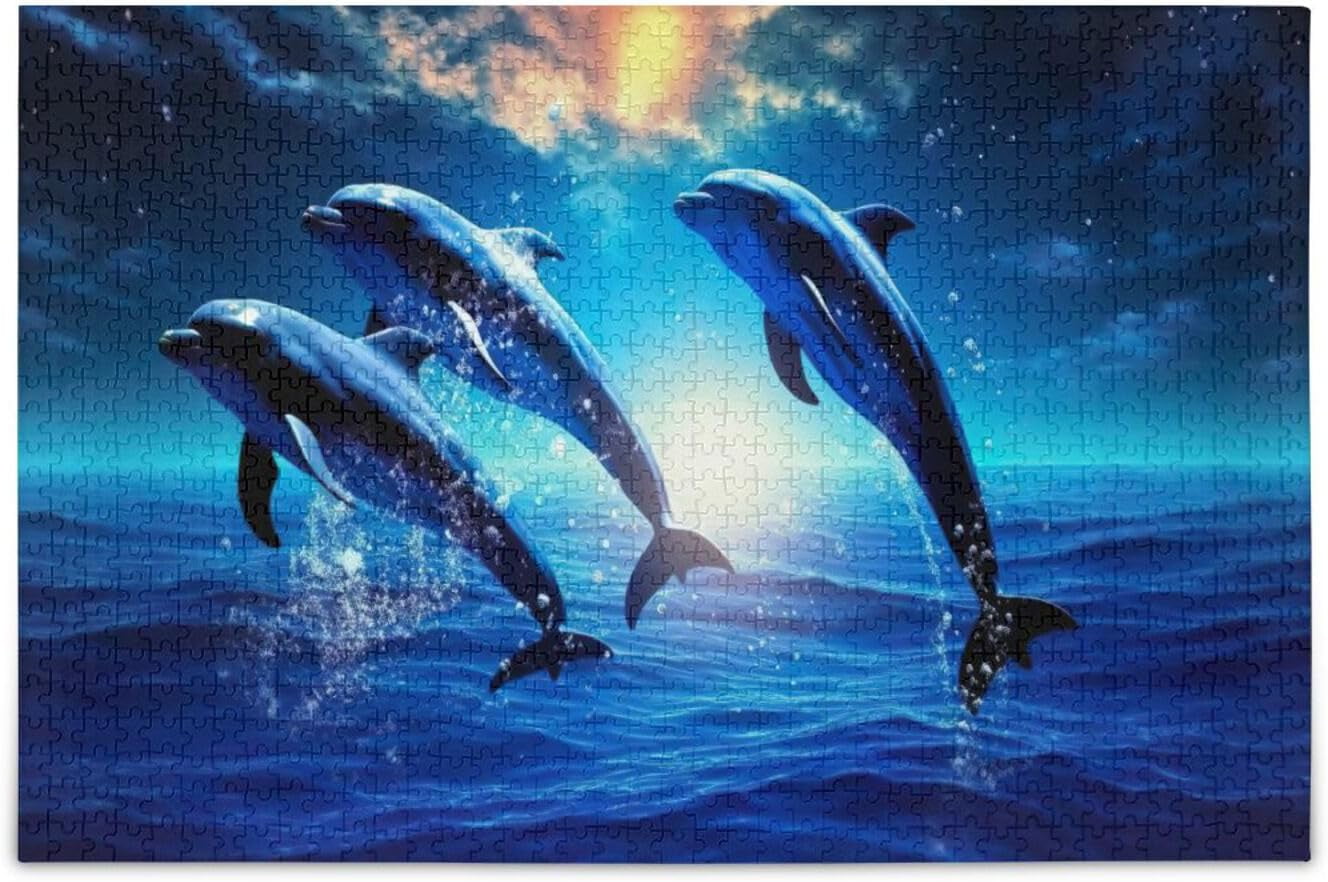FREEAMG Dolphin Jumping 500 Piece Puzzle for Adults, Family Game ...