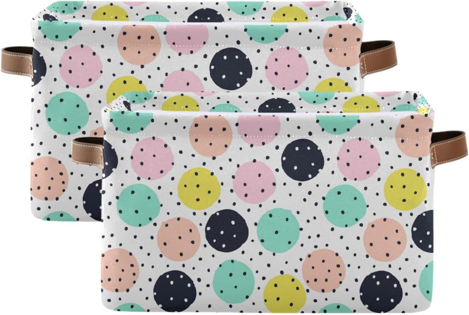 FREEAMG Dots Seamless Storage Basket 2 Pack, Collapsible Organizer ...