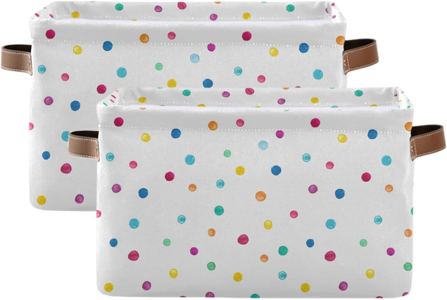 FREEAMG Dots Seamless Storage Basket 2 Pack, Collapsible Organizer ...