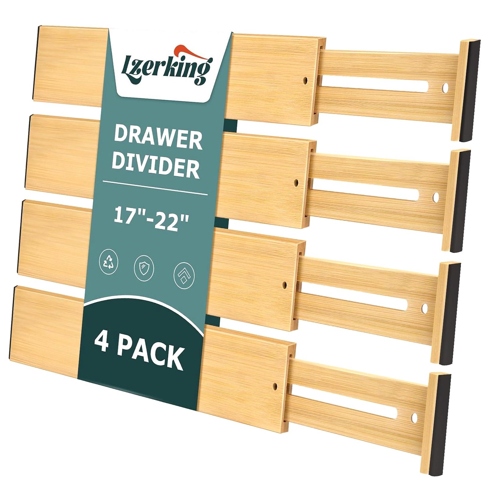 FREEAMG Drawer Divider 4 Pack, Kitchen Drawer Organizers, 17-22 ...