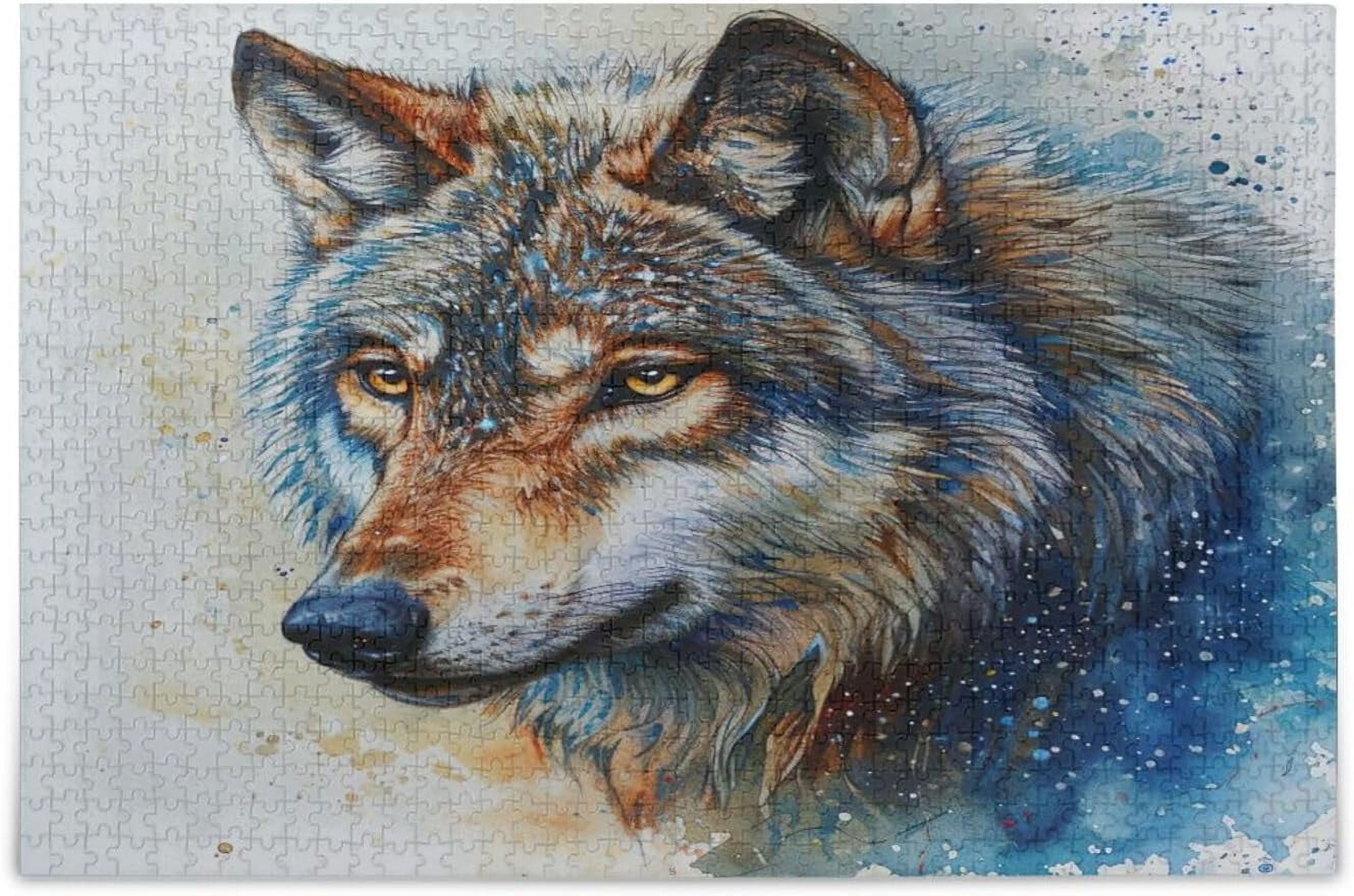 FREEAMG Drawing Galaxy Wolf Puzzle 1000 Pieces - Wooden Jigsaw Puzzles ...