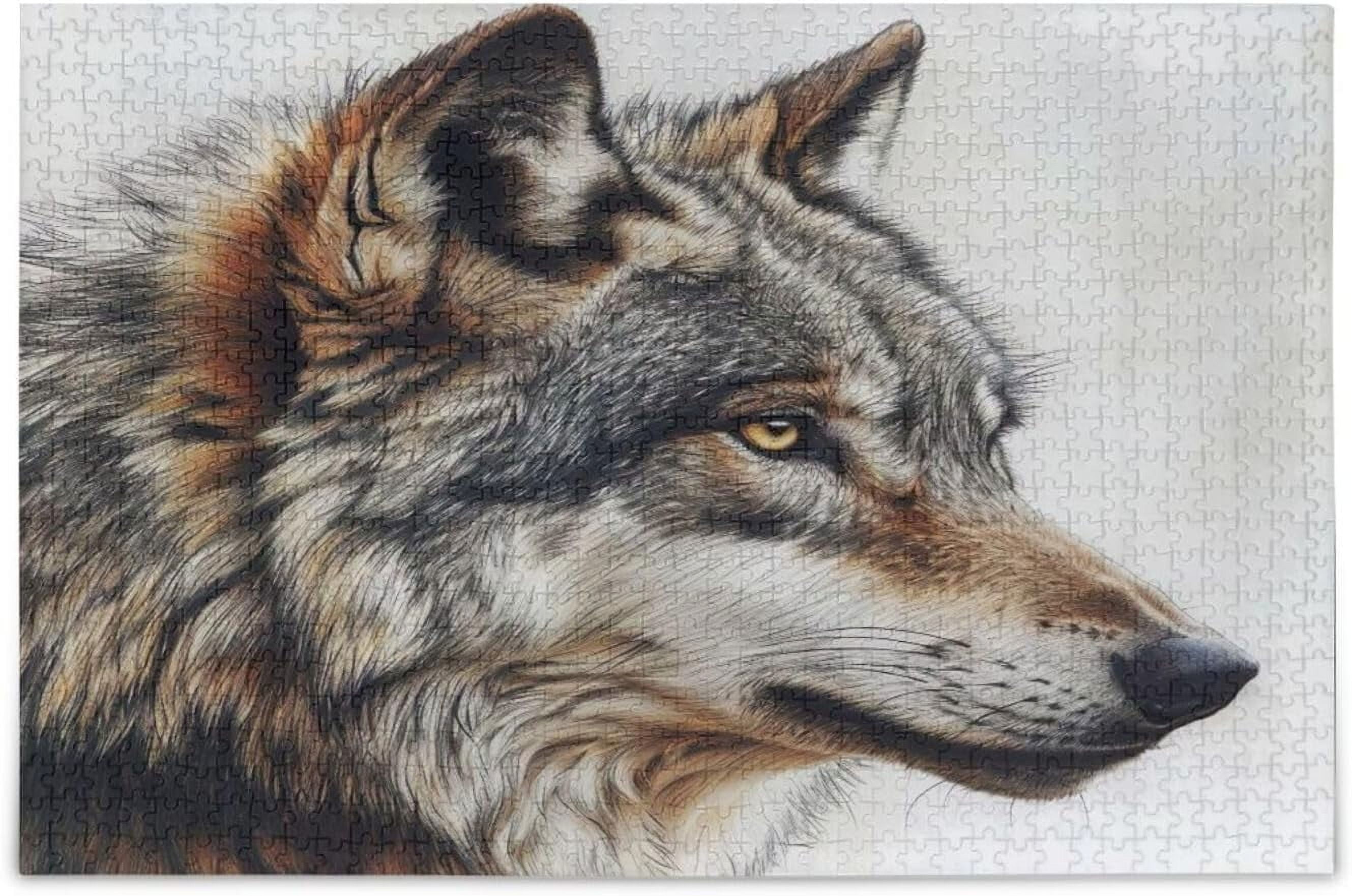 FREEAMG Drawing Wolf Puzzle 500 Pieces - Wooden Jigsaw Puzzles for ...
