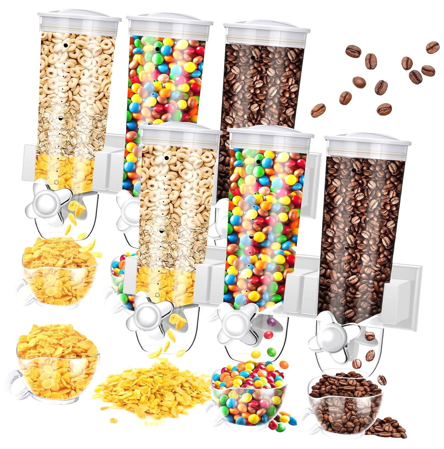 FREEAMG Dual Wall-Mounted Cereal Dispensers, 4.5L Triple Snack Machine ...