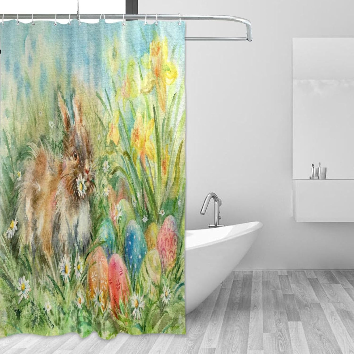FREEAMG Easter Bunny Egg Shower Curtain, Waterproof Fabric Shower ...