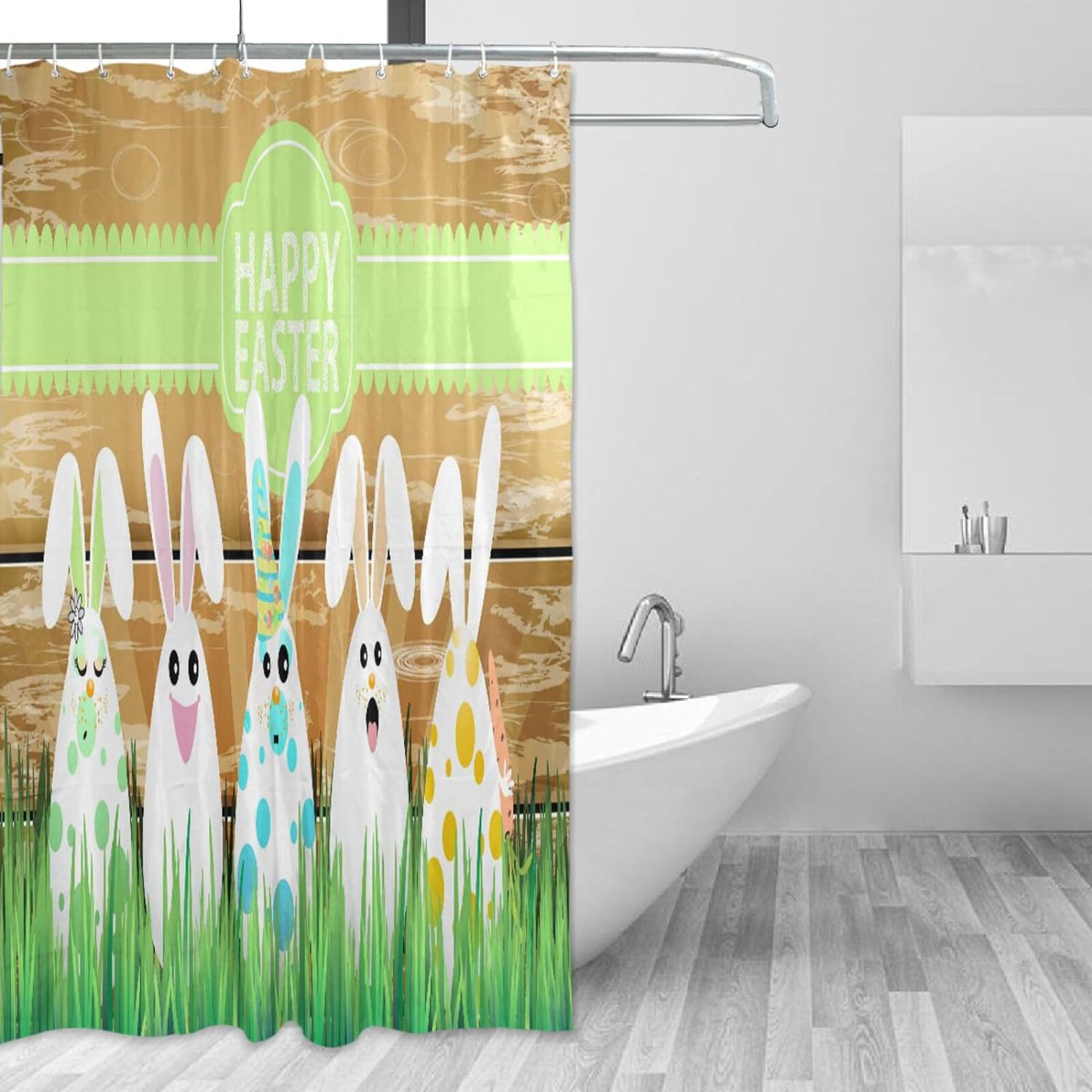 FREEAMG Easter Bunny Egg Shower Curtain, Waterproof Fabric Shower ...