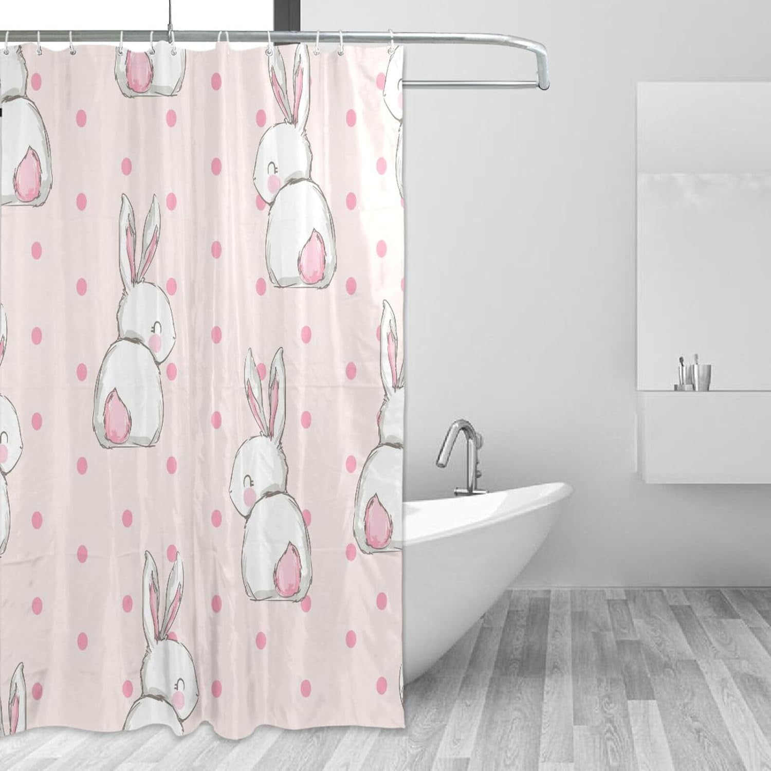 FREEAMG Easter Bunny Shower Curtain, Waterproof Fabric Shower Curtains ...