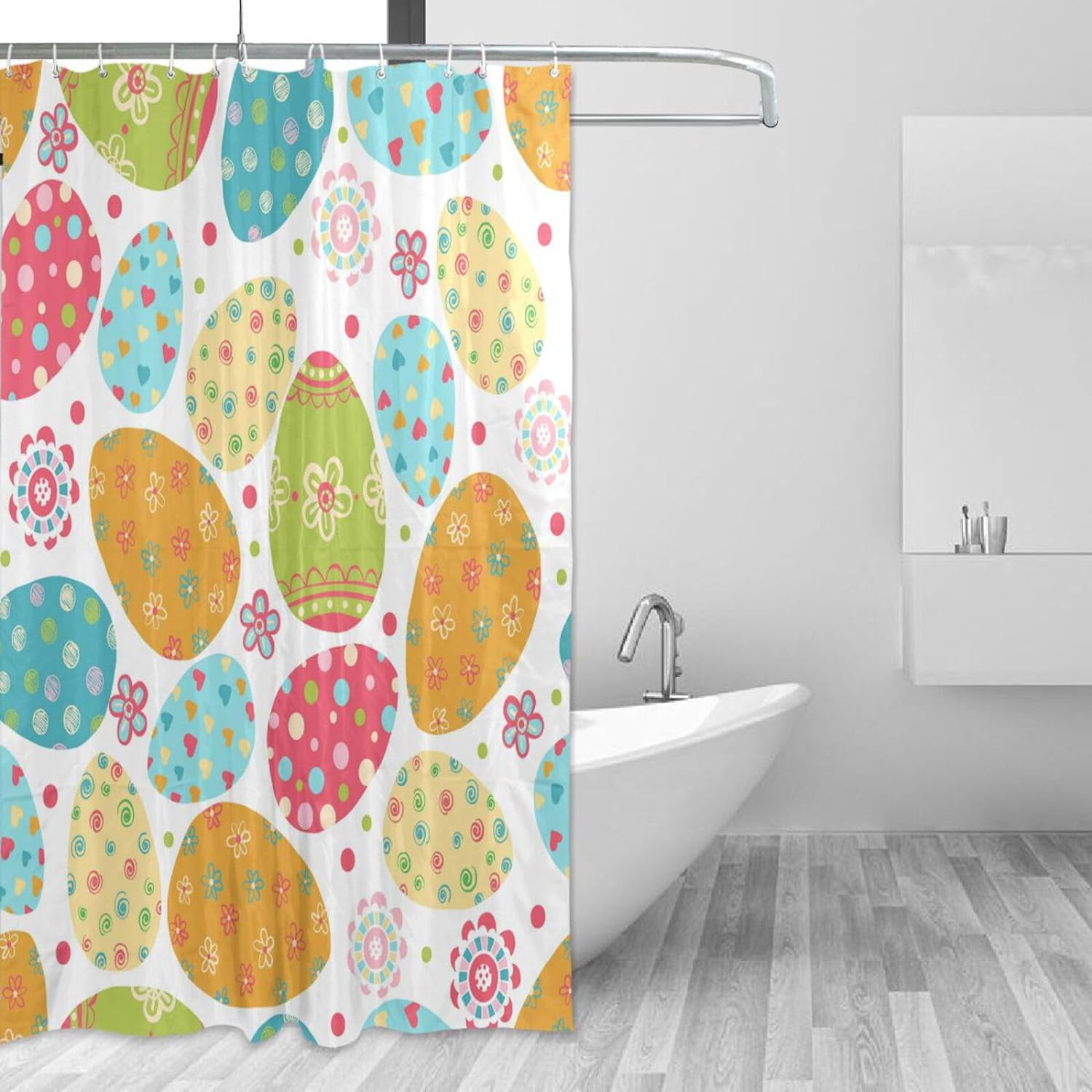 FREEAMG Easter Eggs Shower Curtain, Waterproof Fabric Shower Curtains ...