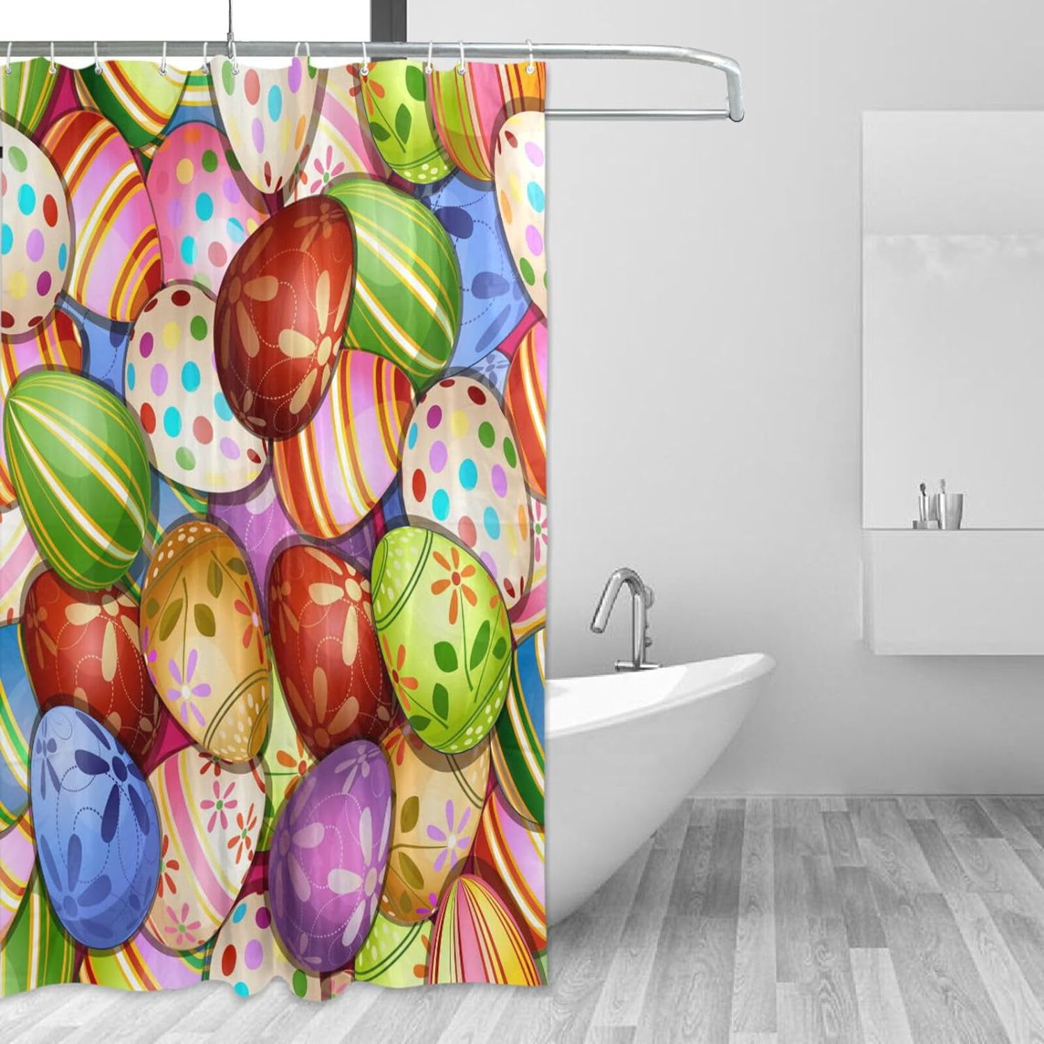FREEAMG Easter Eggs Shower Curtain, Waterproof Fabric Shower Curtains ...