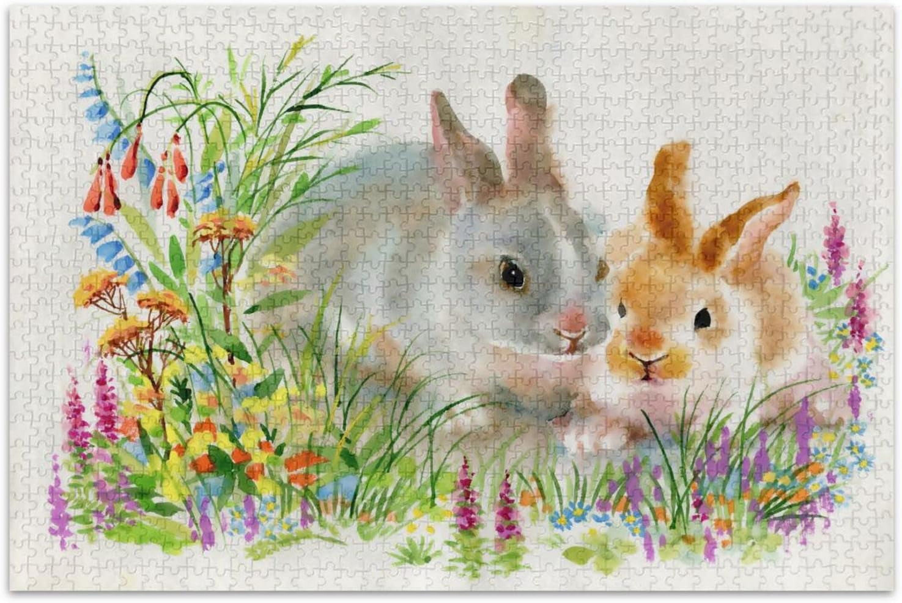 FREEAMG Easter Rabbit 500 Pcs of Irregular Puzzle Printed with Colored ...