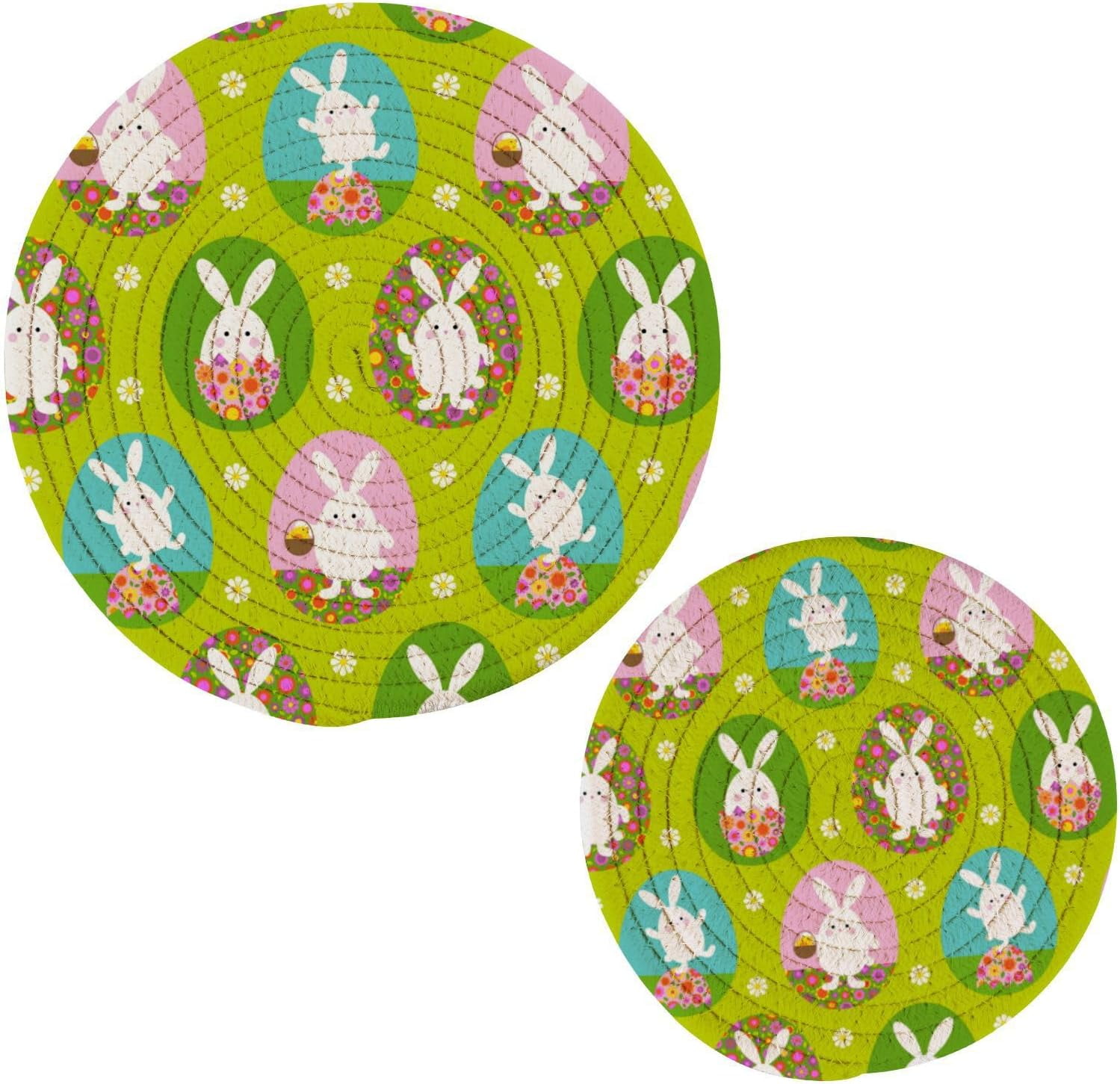 FREEAMG Easter Rabbit Pot Holder Trivets Set of 2, Heat Resistant ...