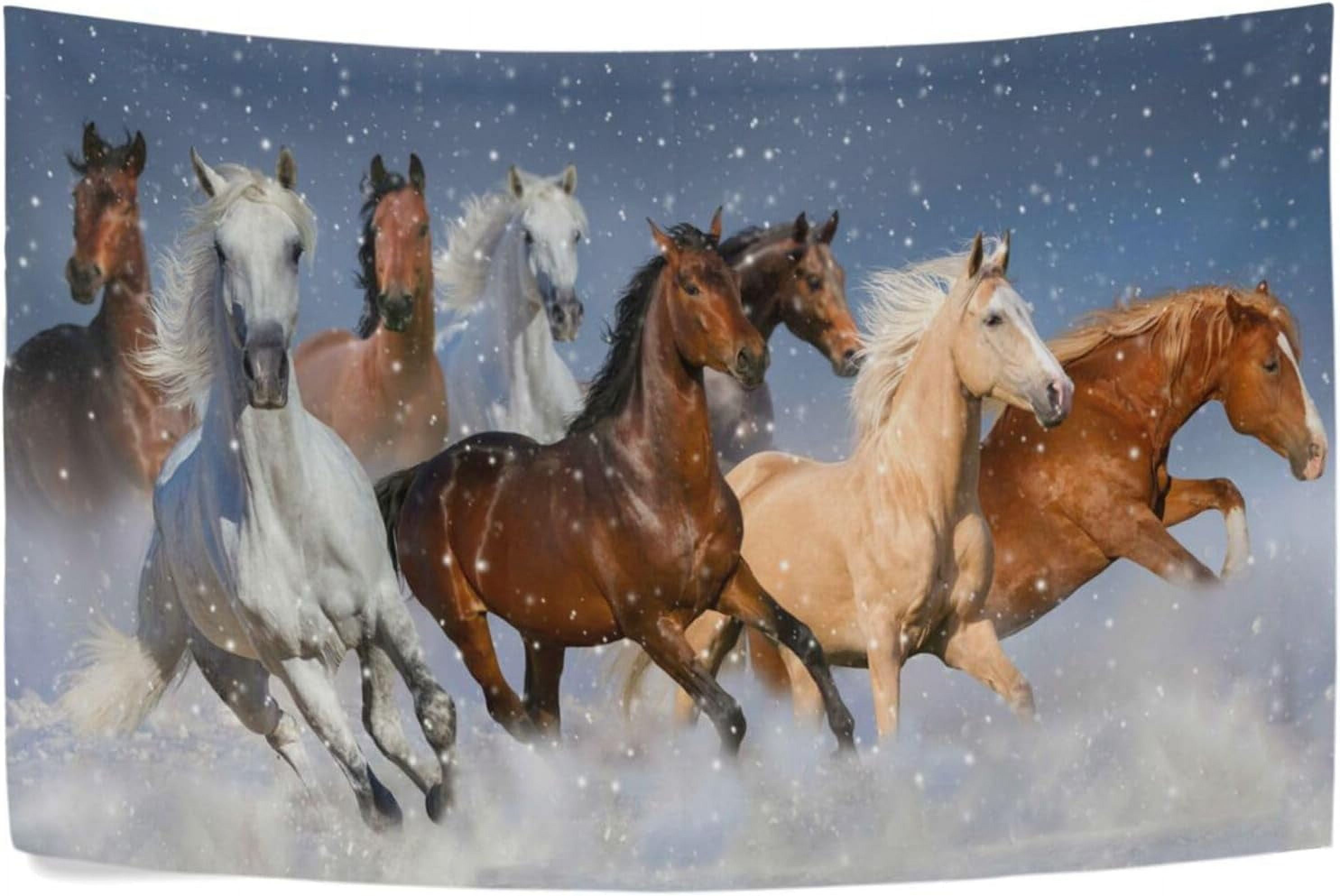 FREEAMG Eight Running Horses Tapestry Aesthetic Tapestry Wall Hanging ...