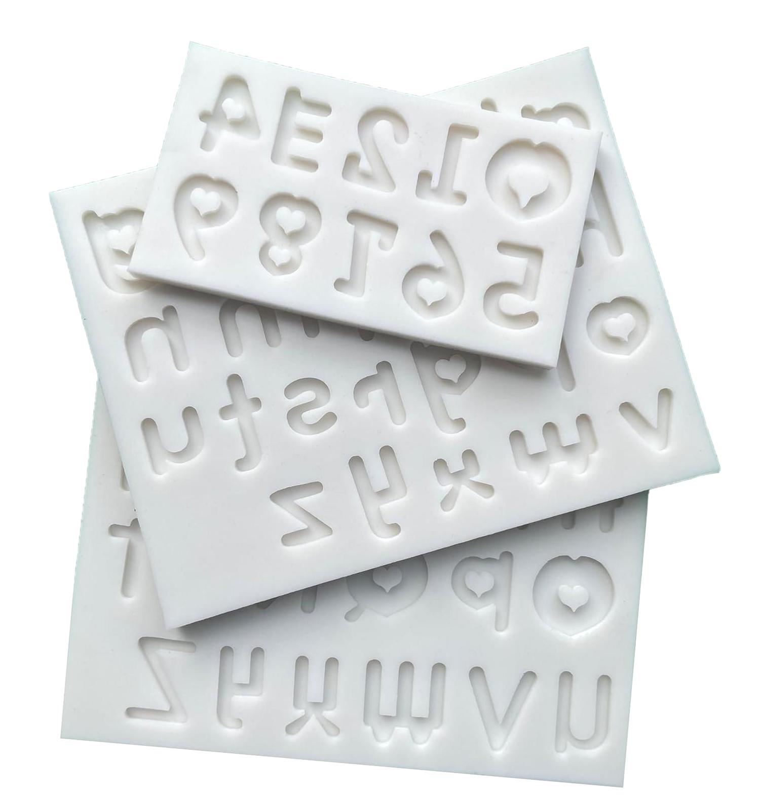 FREEAMG English Alphabets/Letters & Numbers Silicone Molds For Fondant ...