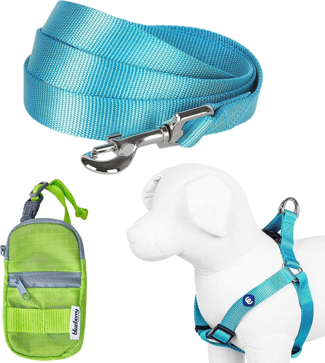 FREEAMG Essentials Bundle Set - Small Turquoise Leash + Chest Girth 16. ...