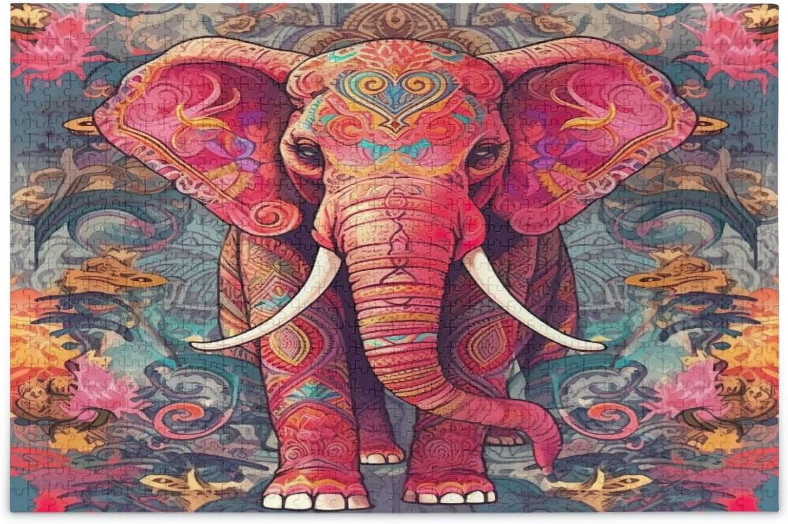 FREEAMG Ethnic Elephant Puzzles for Adults 500 Pieces, Adults and Kids ...