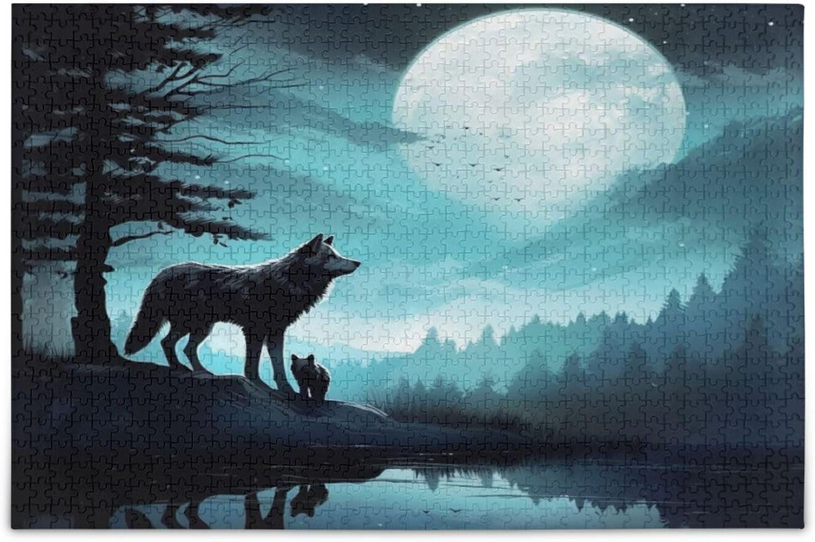 FREEAMG Evening Moon Wolf 1000 Piece Large Jigsaw Puzzle for Adults ...