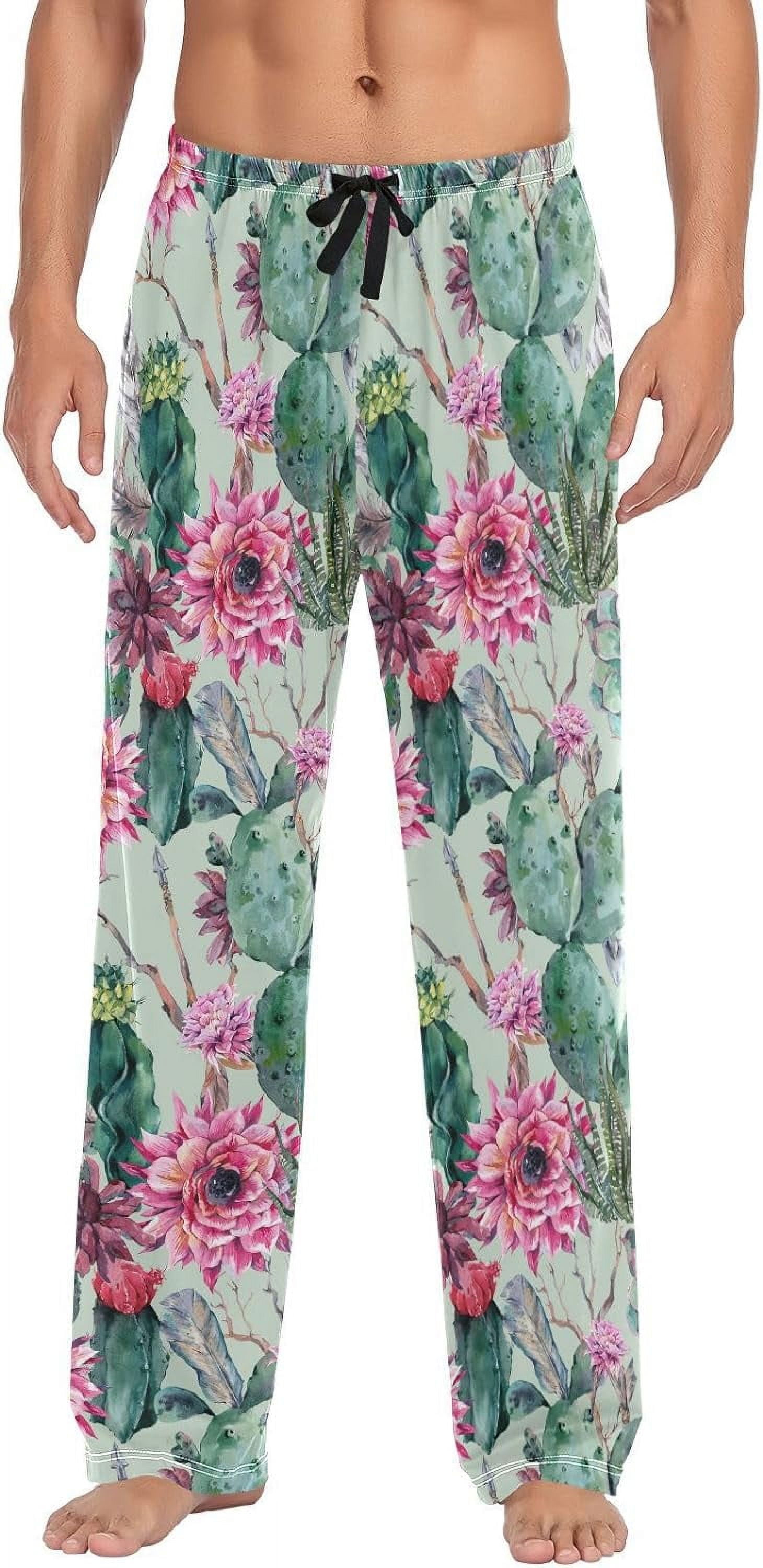 FREEAMG Exotic Vintage Cactus Pajama Pants for Men, Men's Separate ...