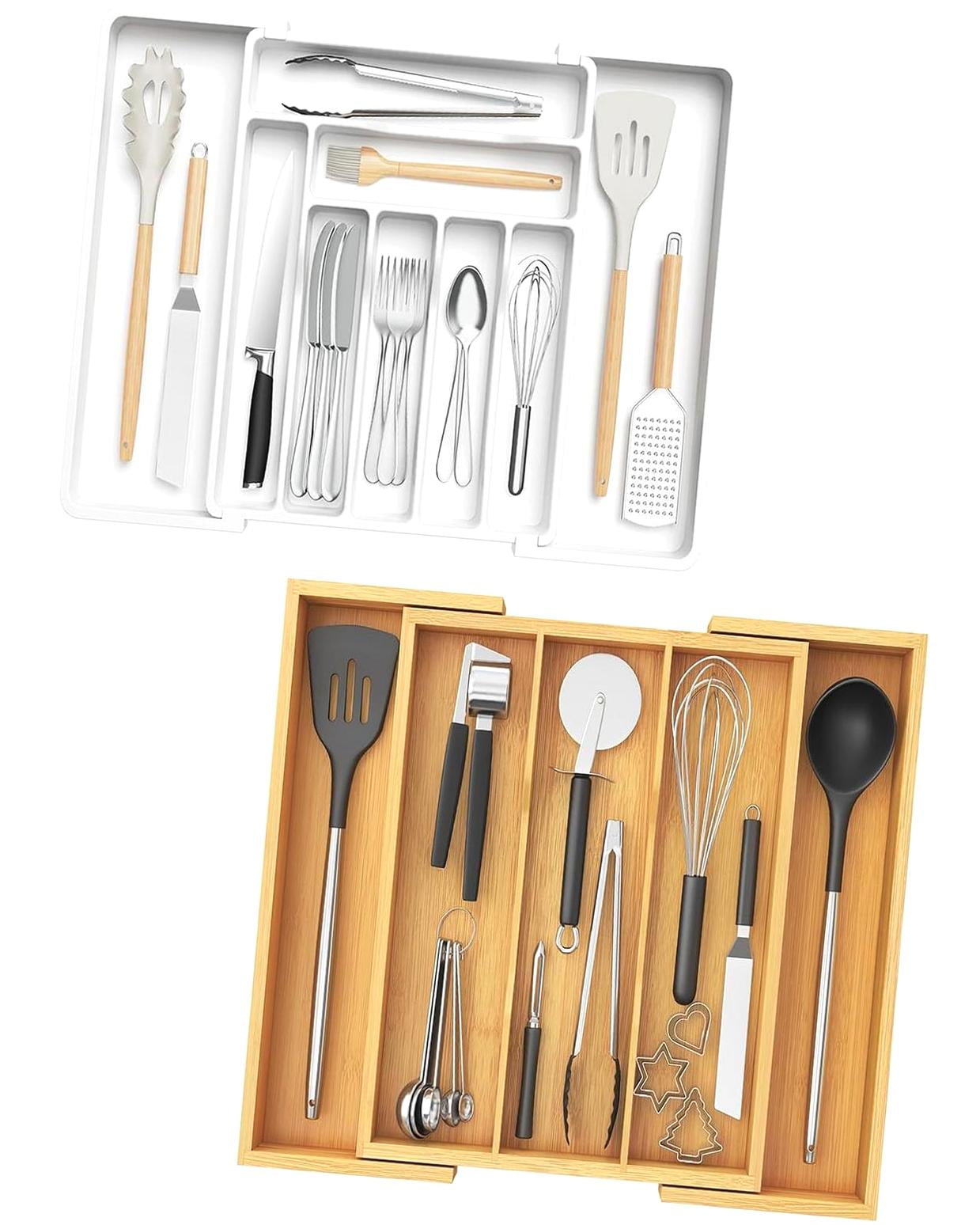 FREEAMG Expandable Kitchen Utensil Organizer, Adjustable Cutlery and ...