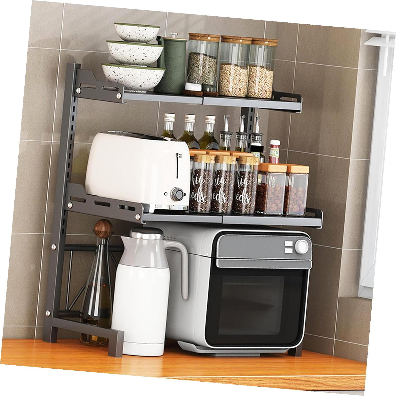 FREEAMG Expandable Microwave Oven Shelf, 3- Adjustable Microwave Stand ...