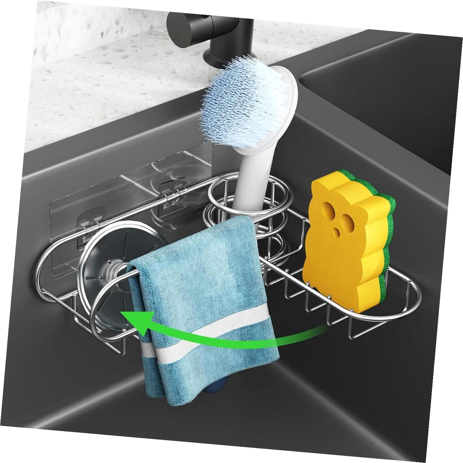 FREEAMG Expandable Sink Corner Sponge Holder - Stainless Steel Kitchen ...