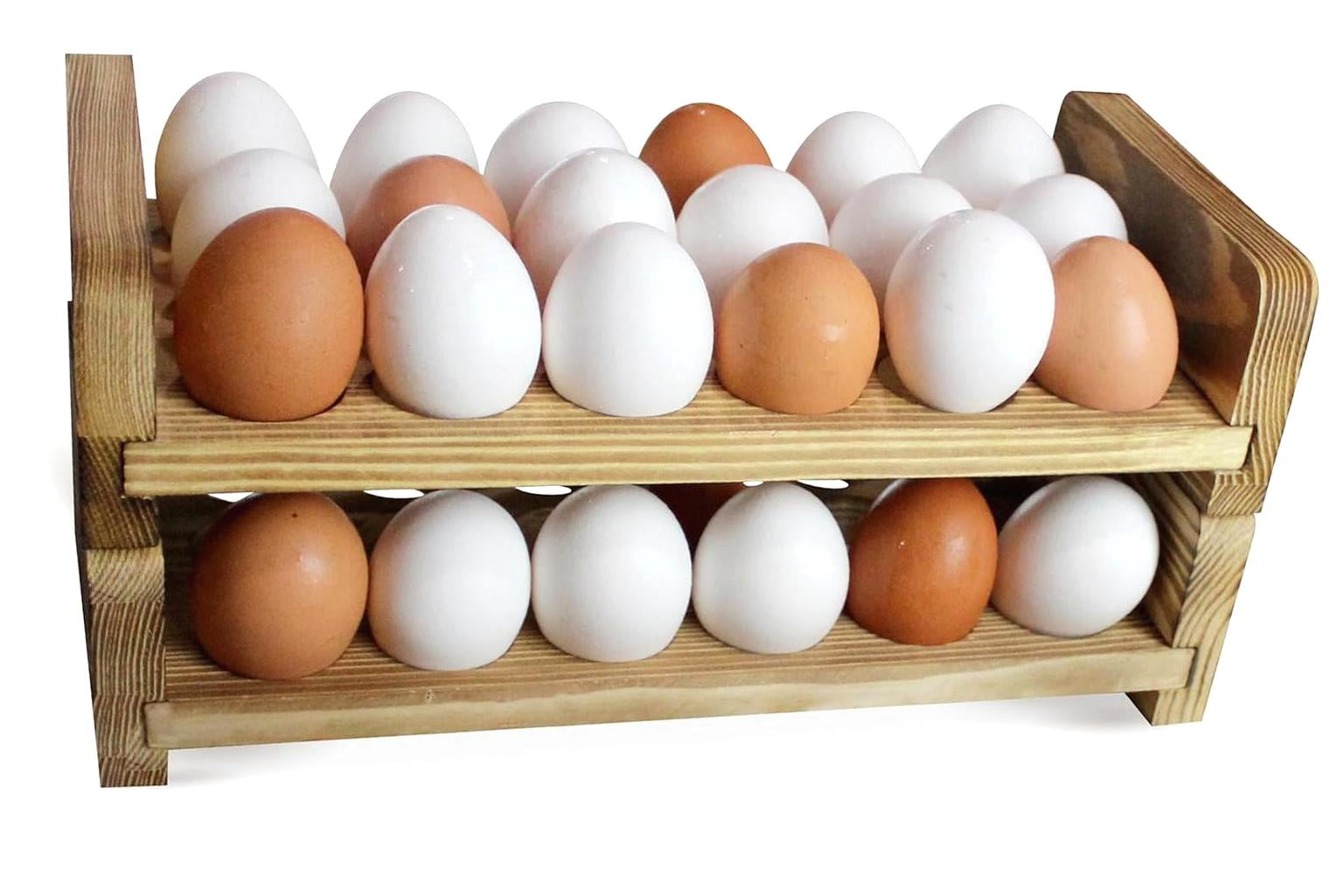 FREEAMG Expandable Stackable Wooden Holder for 36 Eggs, Rustic Kitchen ...