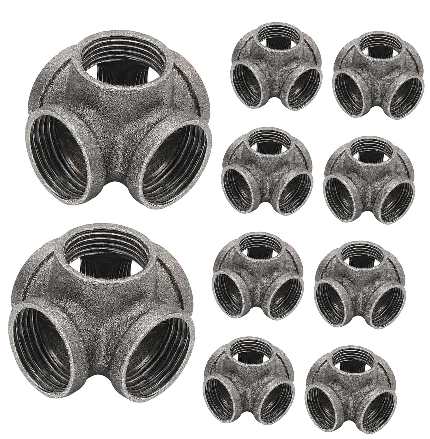 FREEAMG Expert Pipe Fittings 1" Metal Pipe, 10 Pack 5-Way Side Outlet ...