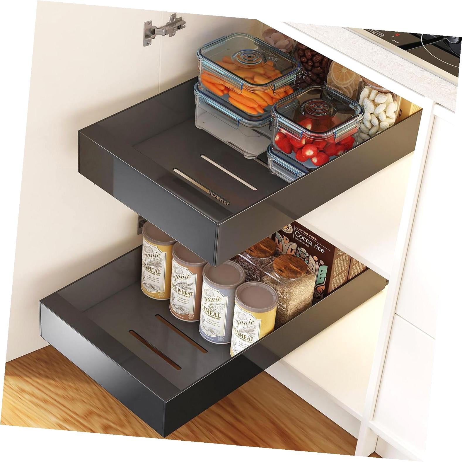 FREEAMG Extendable Cabinet Organizer Sliding Slide Out Pantry Shelves ...