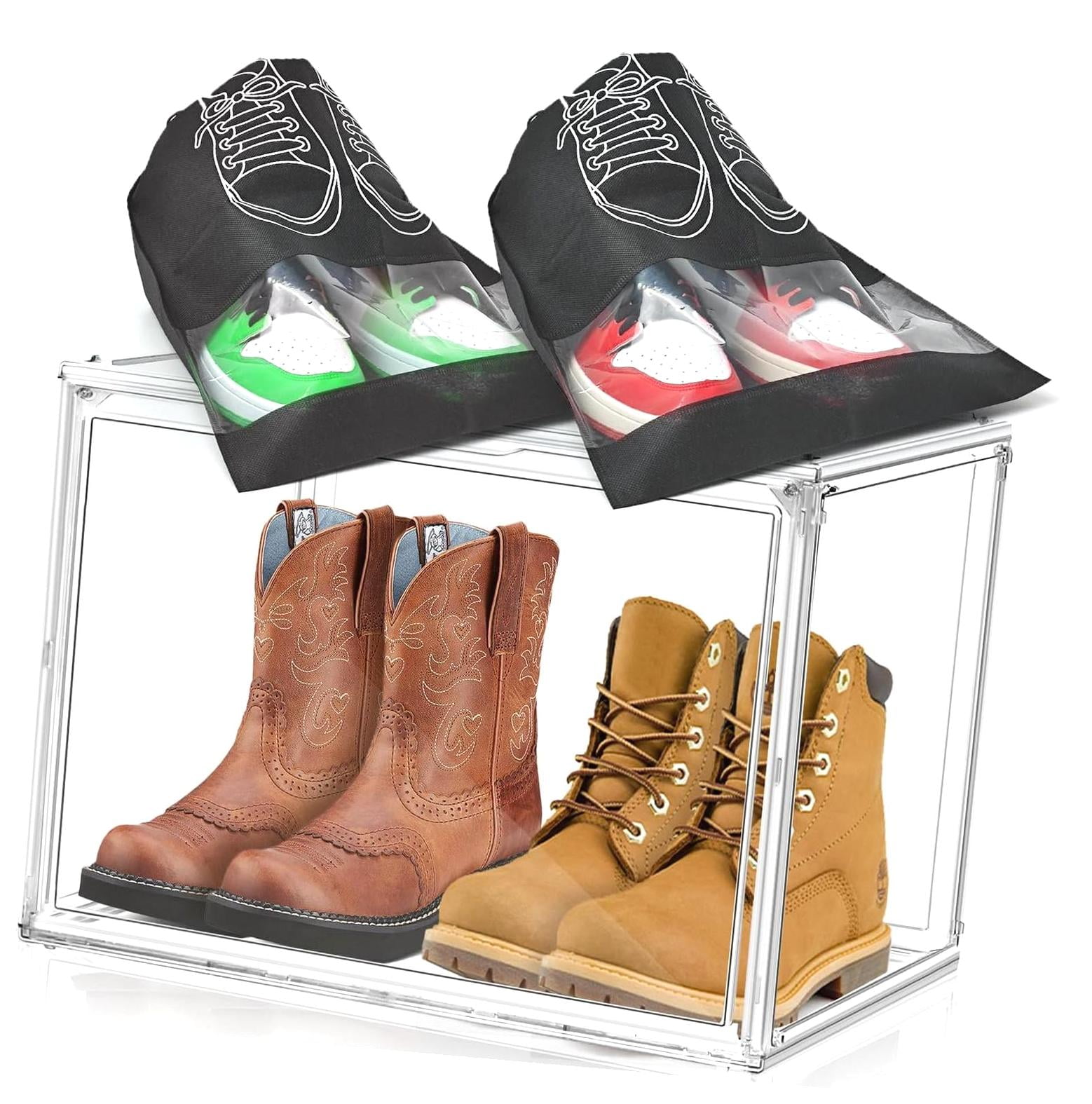FREEAMG Extra-Large Acrylic Display Case, Clear Stackable Shoe Storage ...