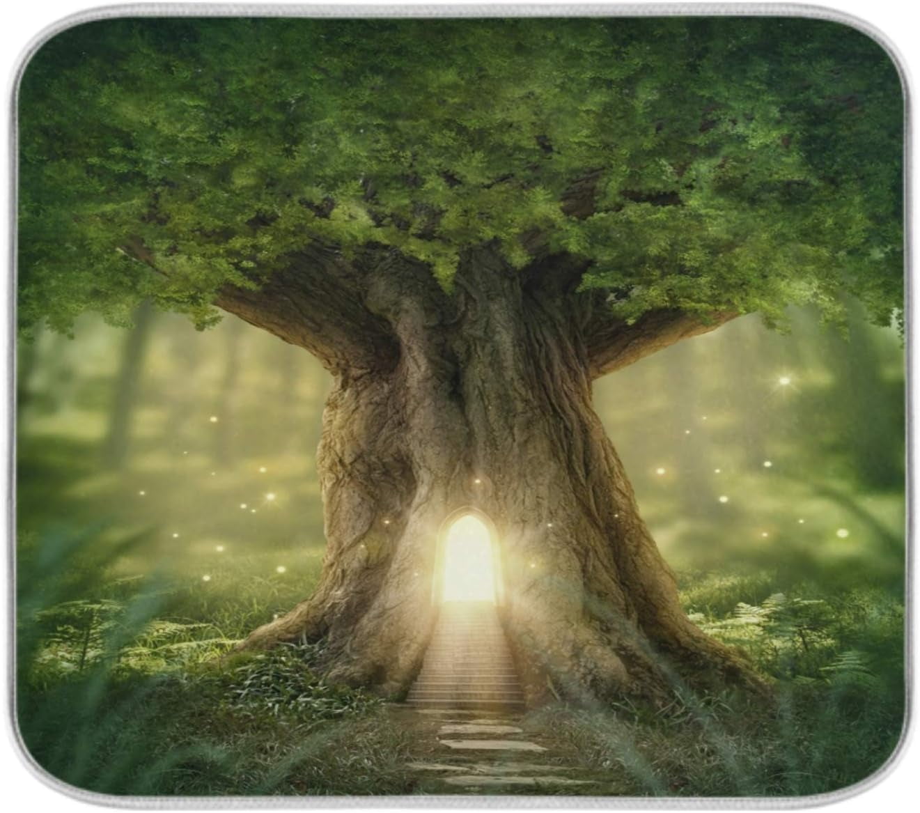 FREEAMG Fantasy Forest Tree House Absorbent Dish Drying Mat, 16 x 18 ...