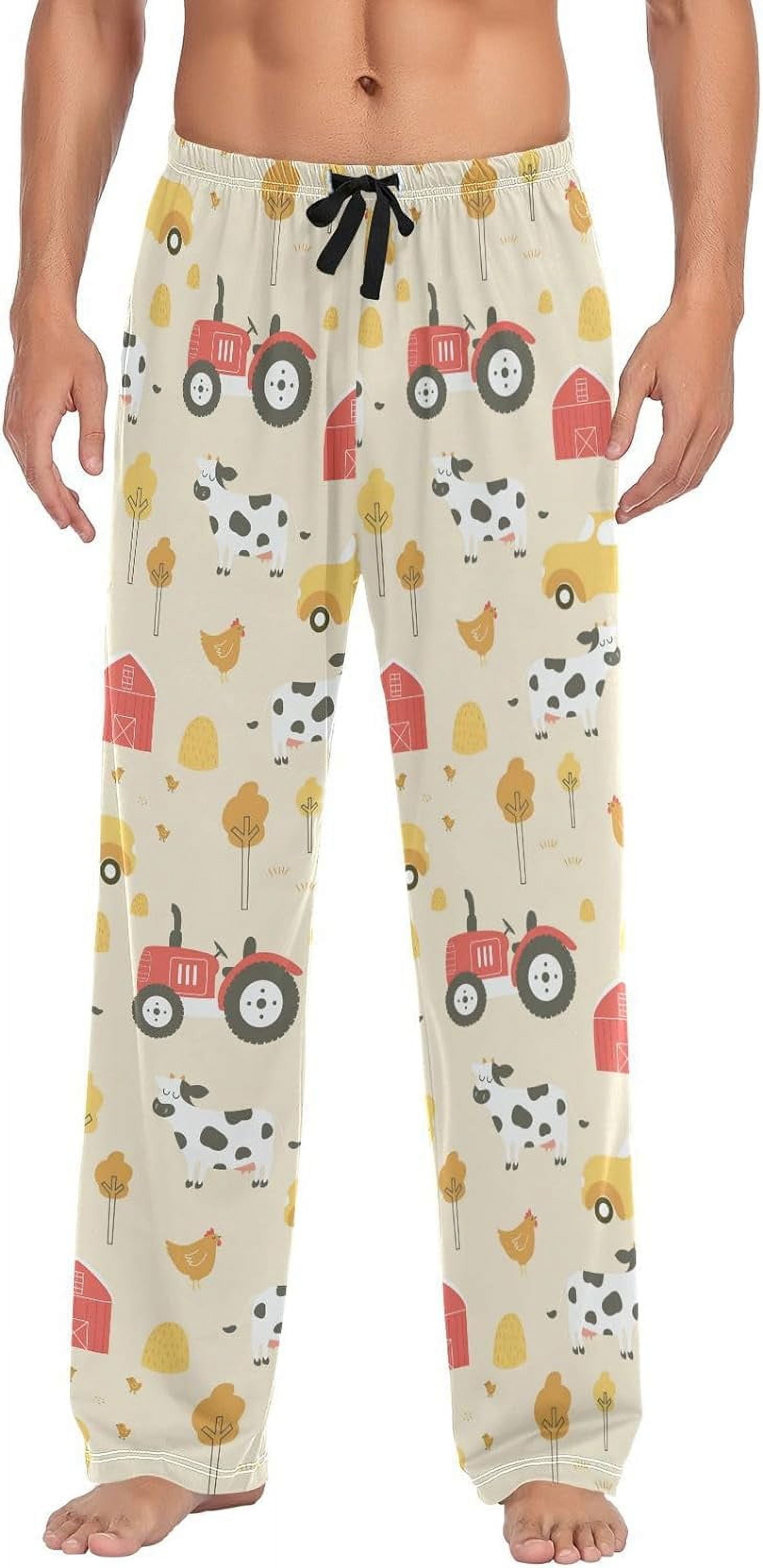 FREEAMG Farm Animals Cow Pajama Pants for Men, Men's Separate Bottoms ...
