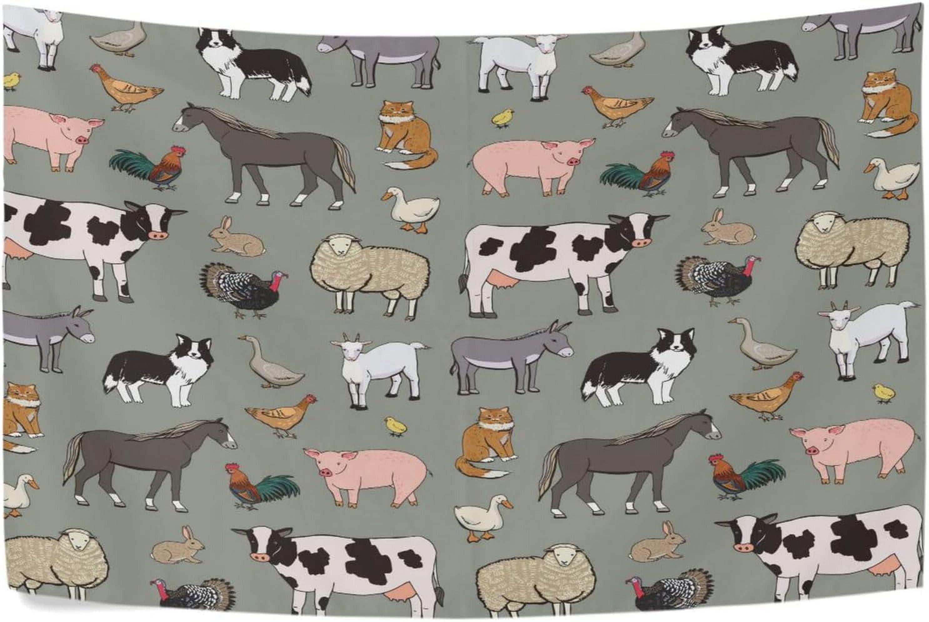 FREEAMG Farm Animals Tapestry Aesthetic Tapestry Wall Hanging for Home ...