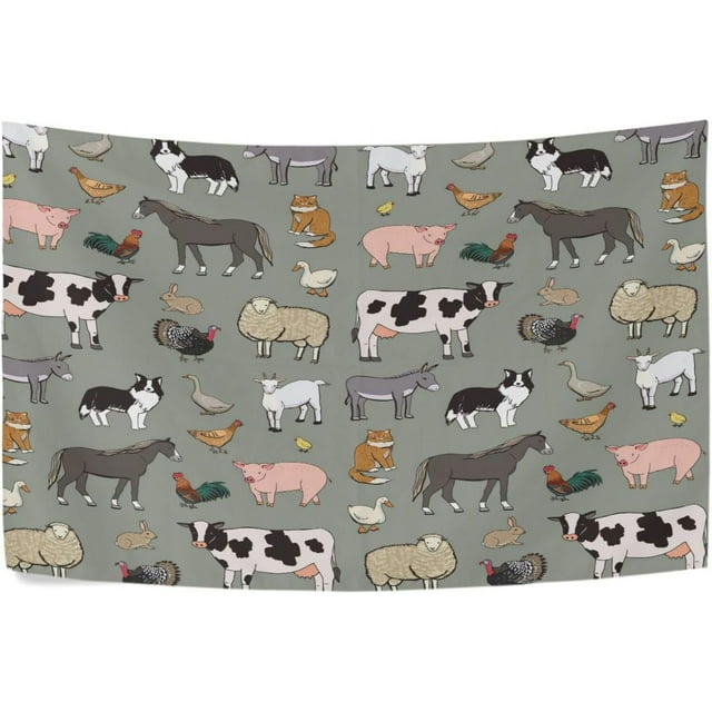 FREEAMG Farm Animals Tapestry Aesthetic Tapestry Wall Hanging for Home ...