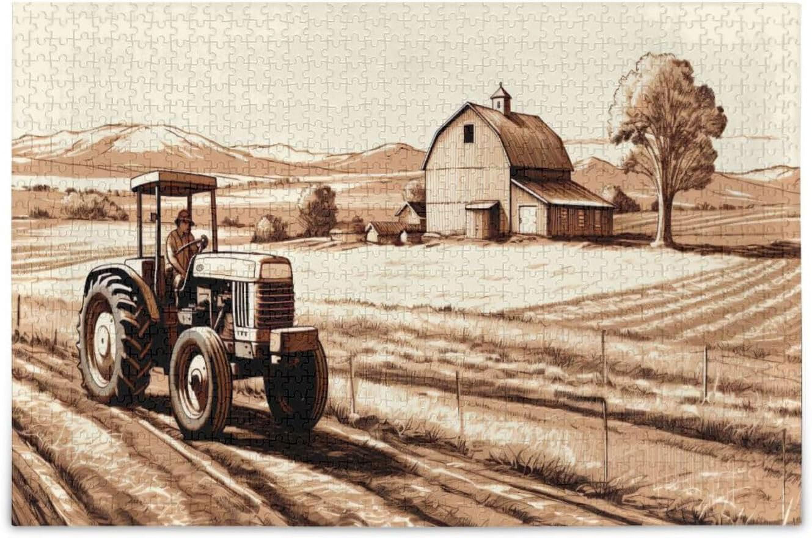 FREEAMG Farm Drawing Puzzle 1000 Pieces - Wooden Jigsaw Puzzles for ...