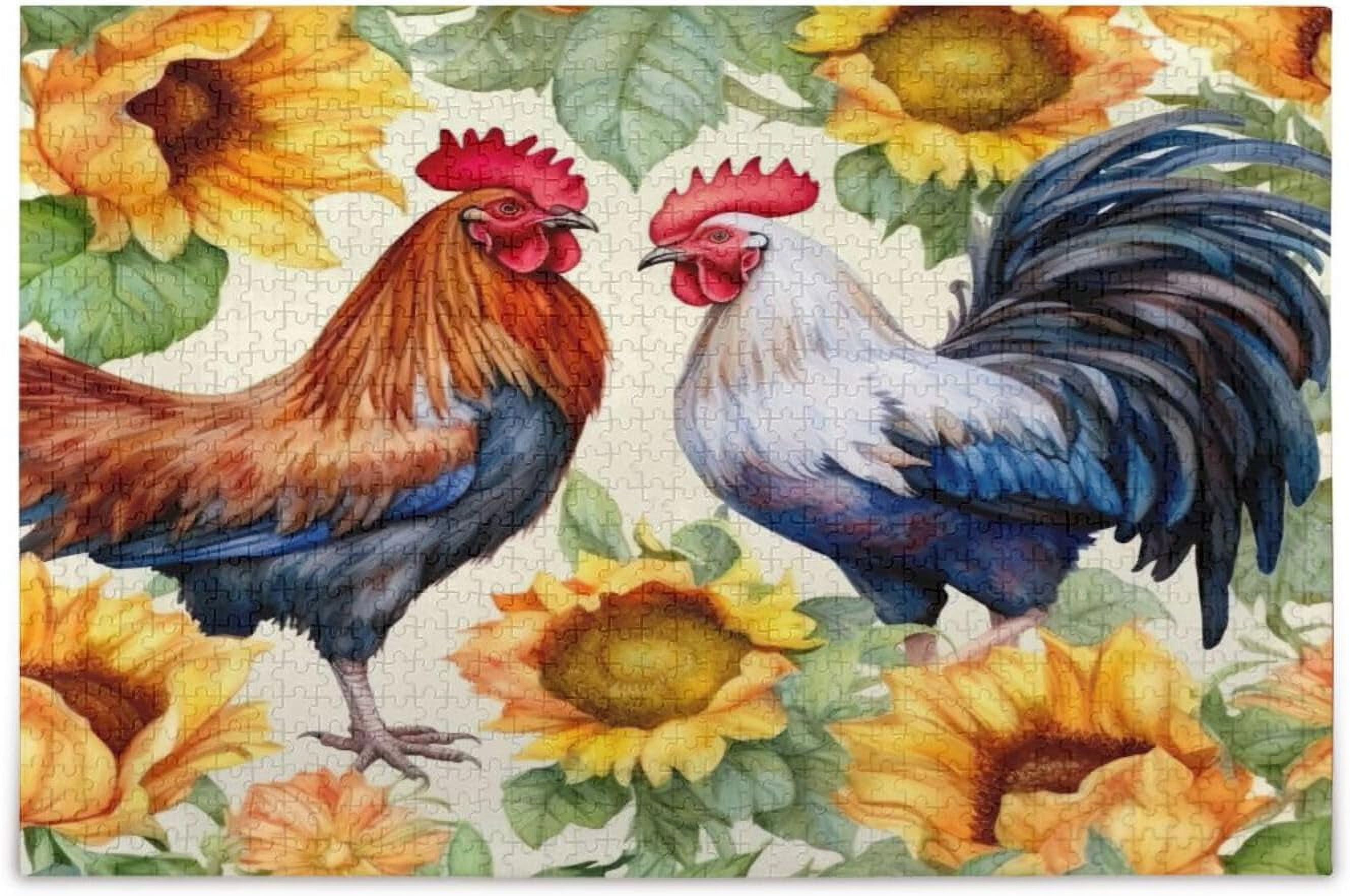 FREEAMG Farmhouse Rooster Jigsaw Puzzles for Adults 1000 Pieces ...