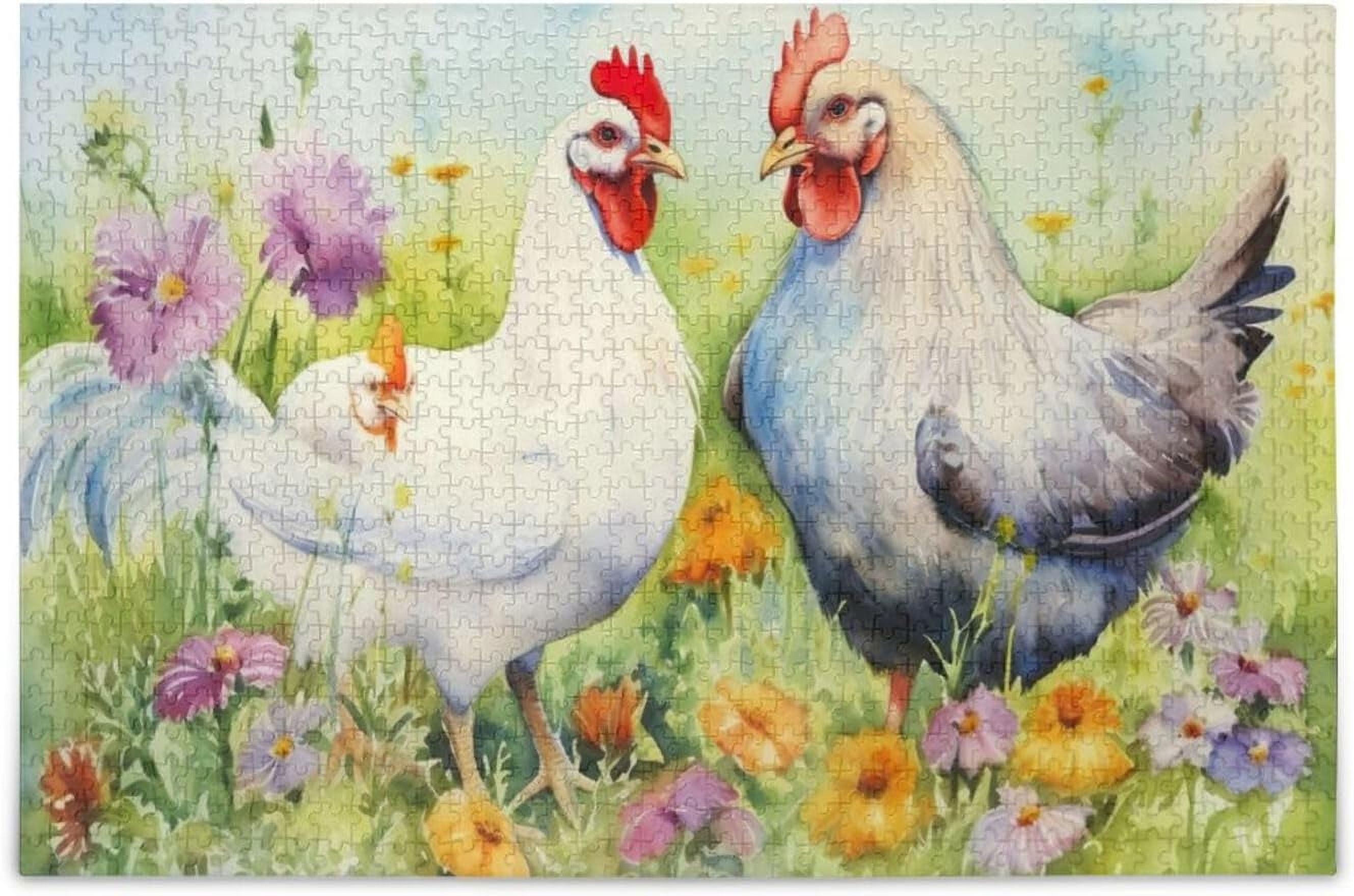 FREEAMG Farmhouse Rooster Jigsaw Puzzles for Adults or Kids 1000 Piece ...