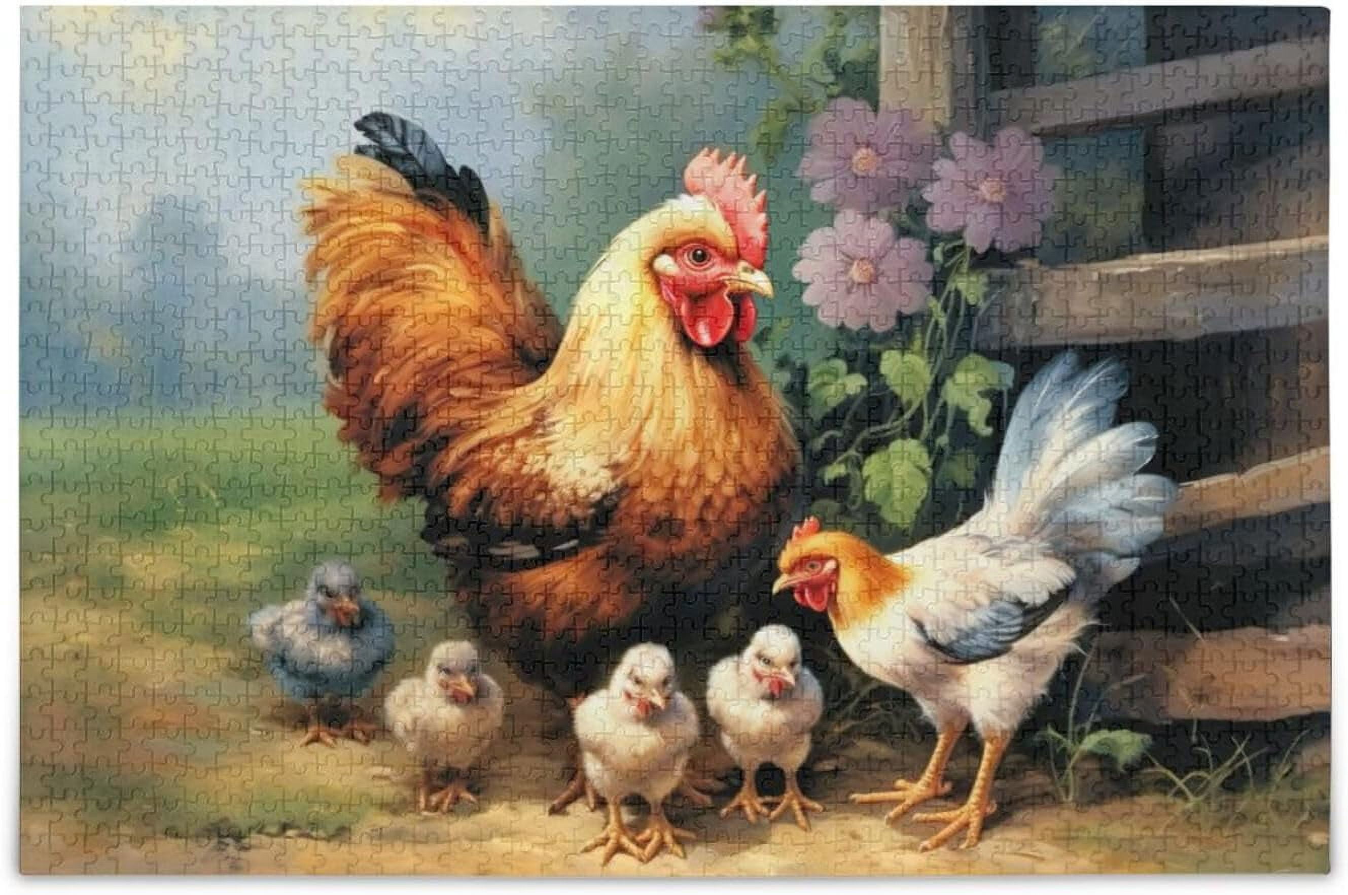 FREEAMG Farmhouse Rooster Jigsaw Puzzles for Adults or Kids 500 Piece ...