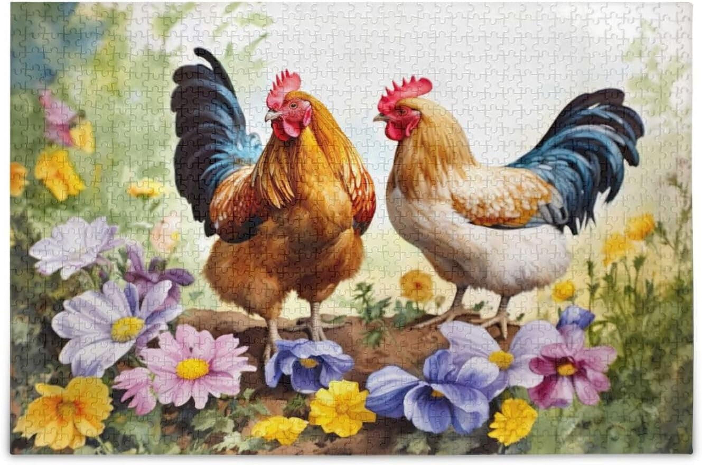 FREEAMG Farmhouse Rooster Jigsaw Puzzles for Adults or Kids 500 Piece ...