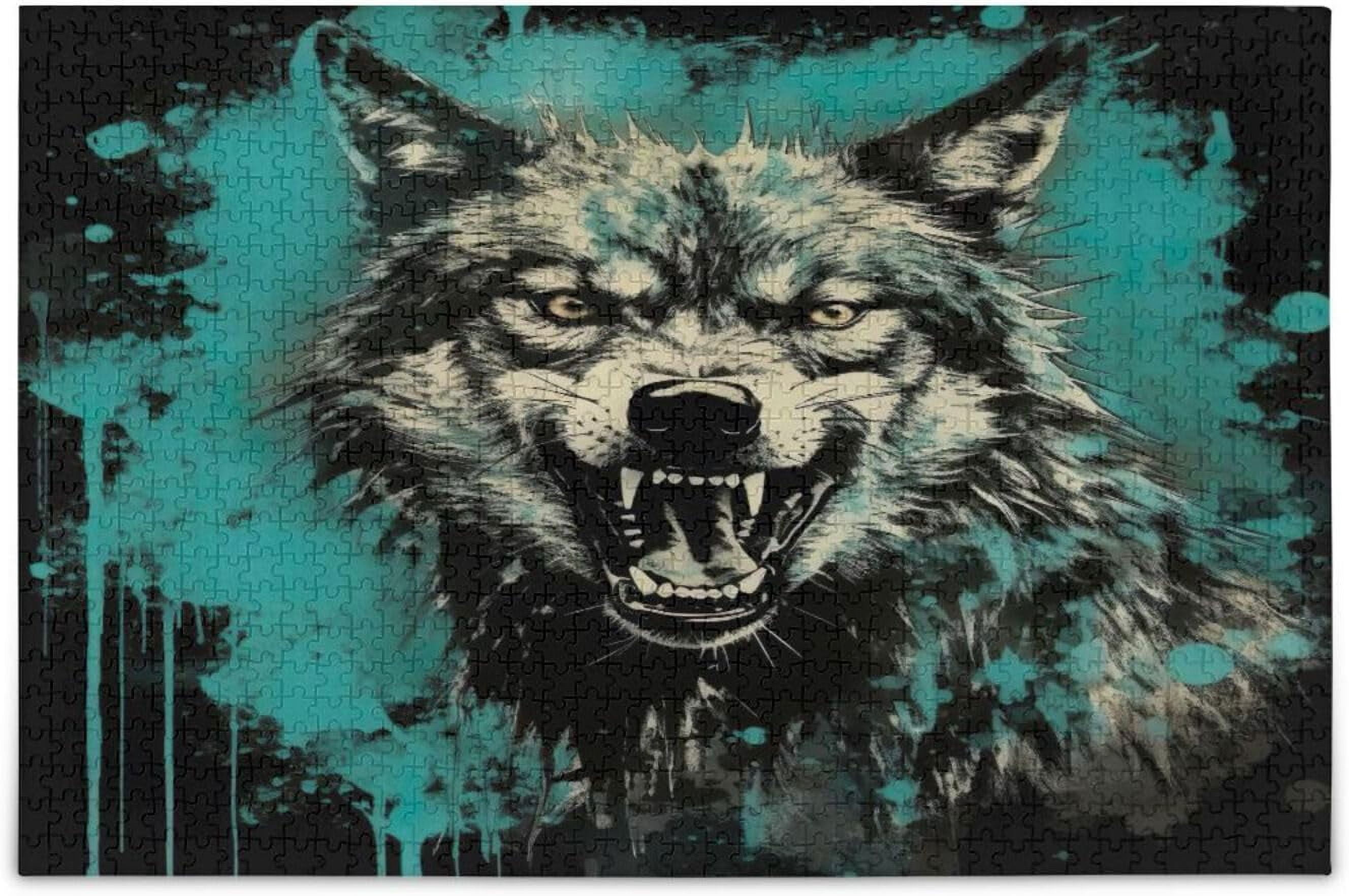 FREEAMG Fierce Wolf Jigsaw Puzzles for Adults 500 Pieces, Decompression ...