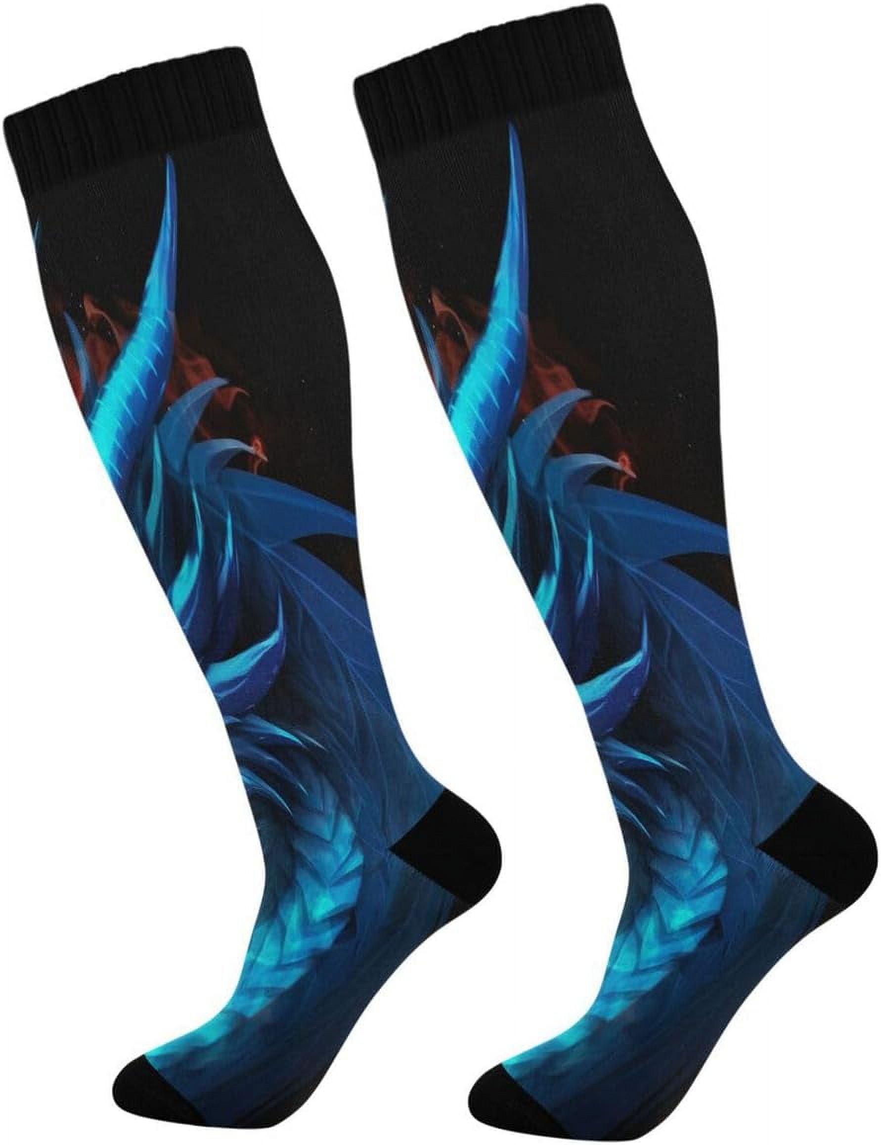 FREEAMG Fiery Dragon Compression Socks Women Men Knee High Stockings ...