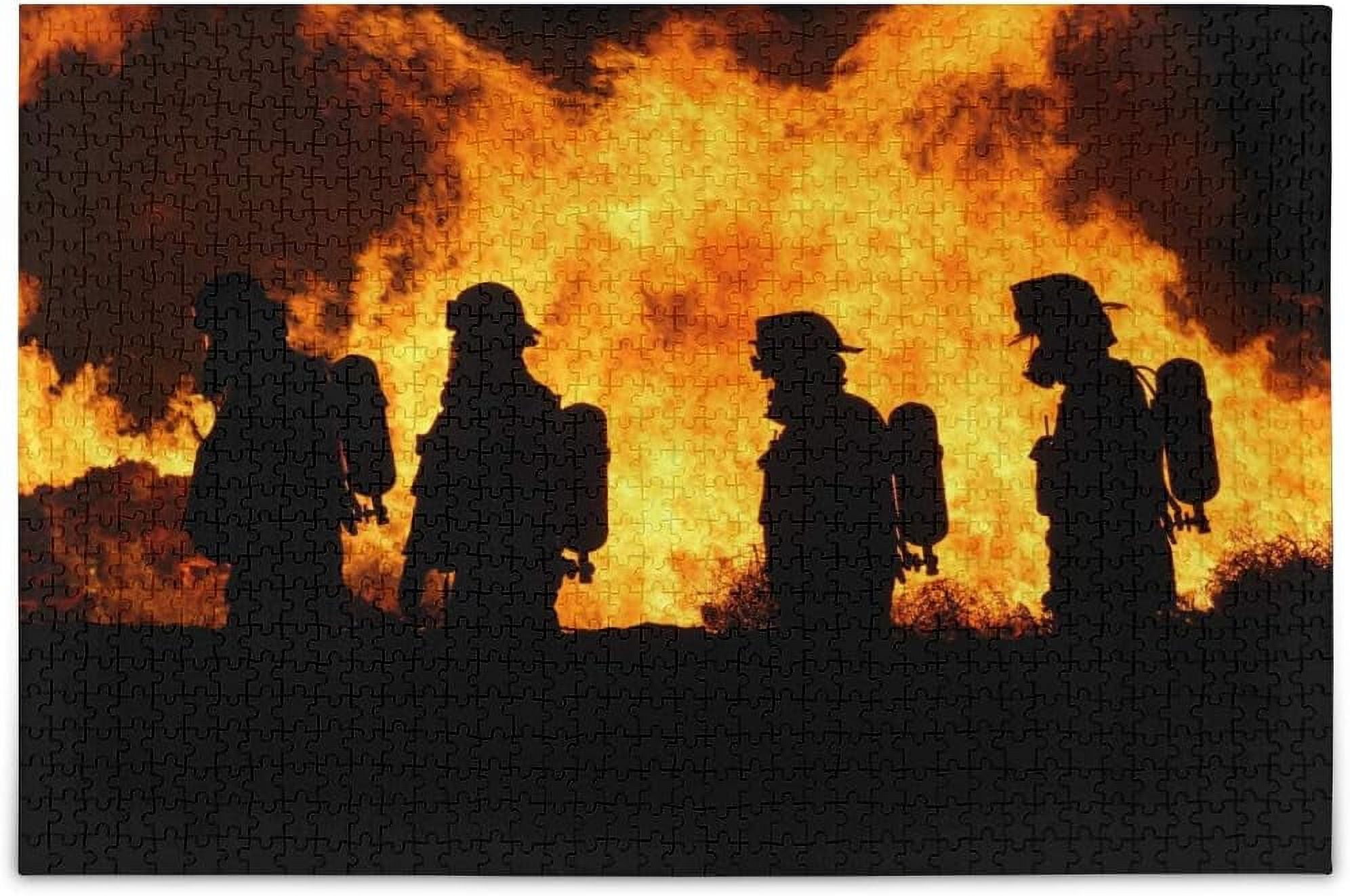 FREEAMG Fireman Firefighter Brotherhood Fire Flame Jigsaw Puzzles 500 ...