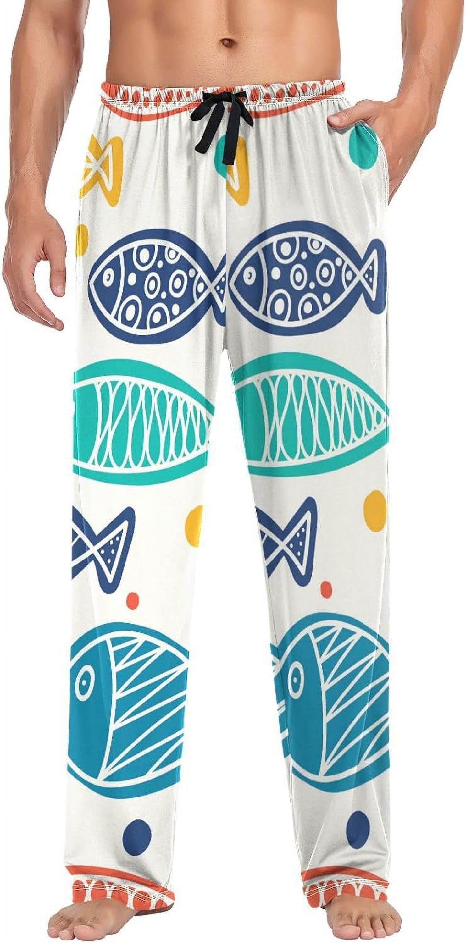 FREEAMG Fish Cotton Pajama Pant for Men, Super Soft Lightweight Lounge ...