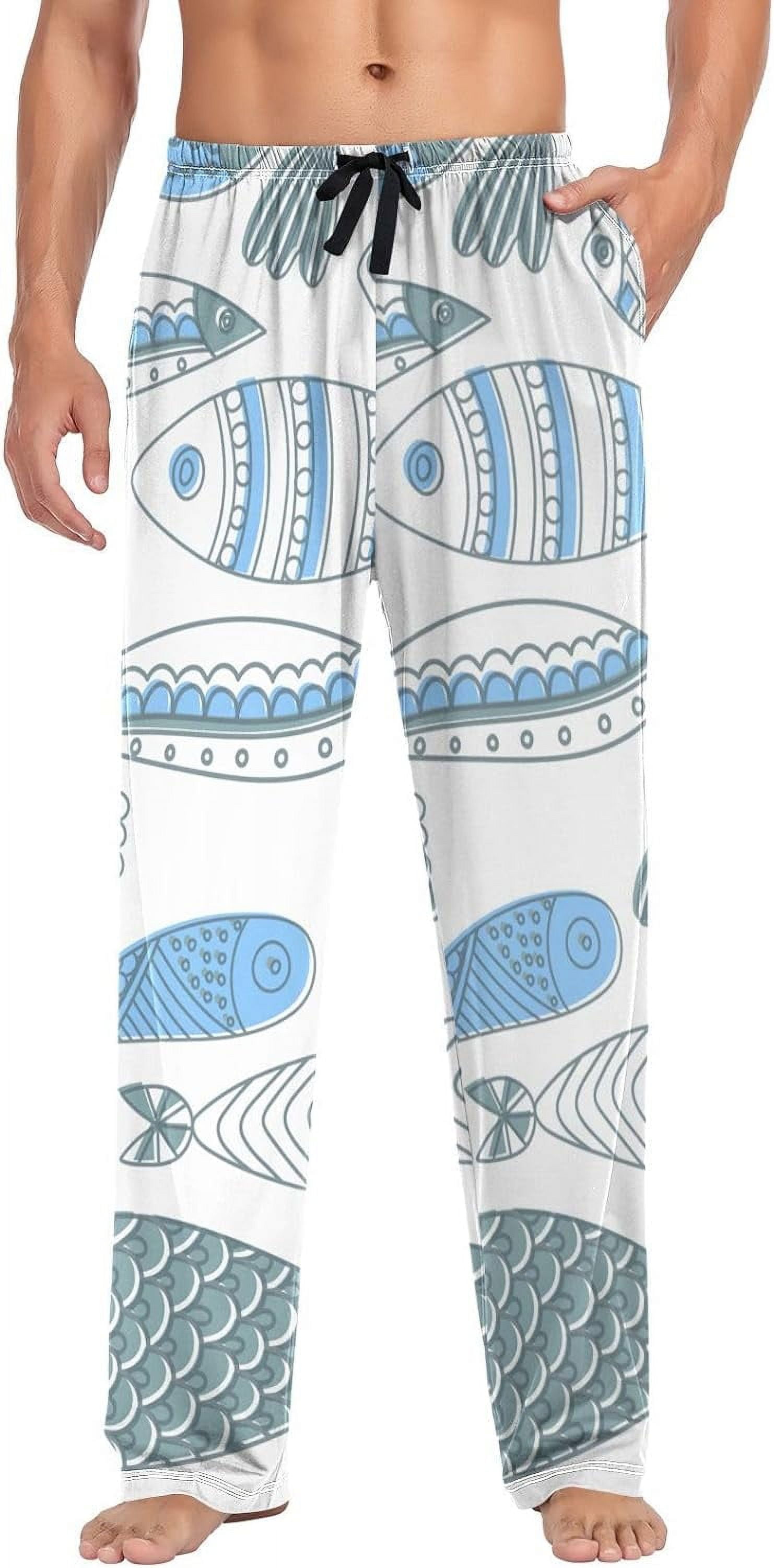 FREEAMG Fish Cotton Pajama Pant for Men, Super Soft Lightweight Lounge ...