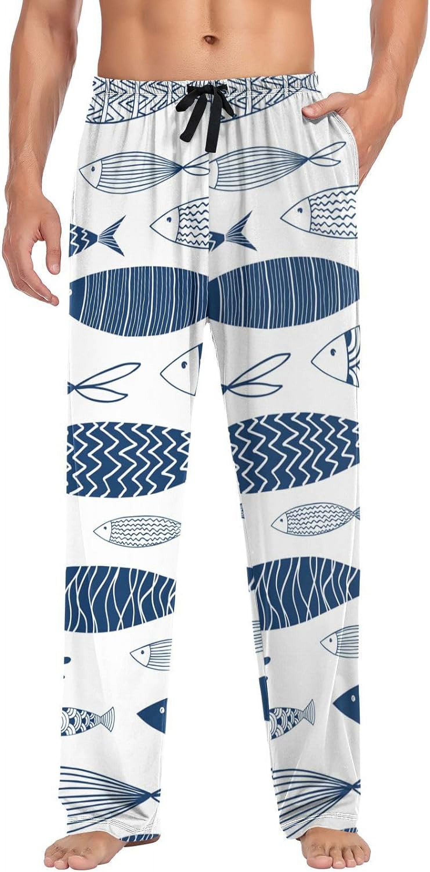 FREEAMG Fish Cotton Pajama Pant for Men, Super Soft Lightweight Lounge ...