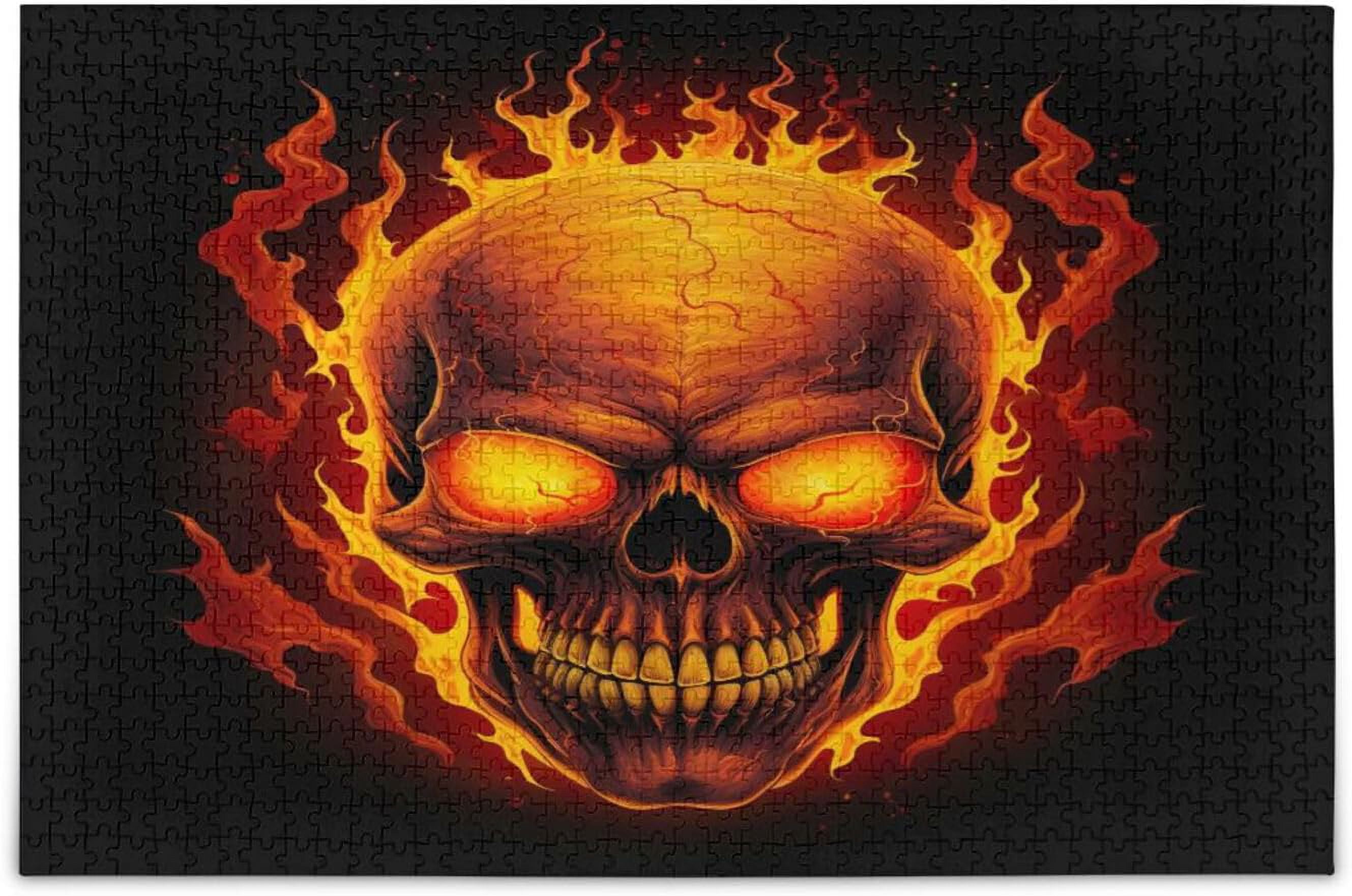 FREEAMG Flame Skull Jigsaw Puzzles for Adults 500 Piece, Puzzles for ...